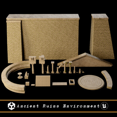 Ancient Ruins - Modular Structures 3D Model by clockworkcreations