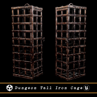 Dungeon Tall Iron Cage - 3D Model by clockworkcreations