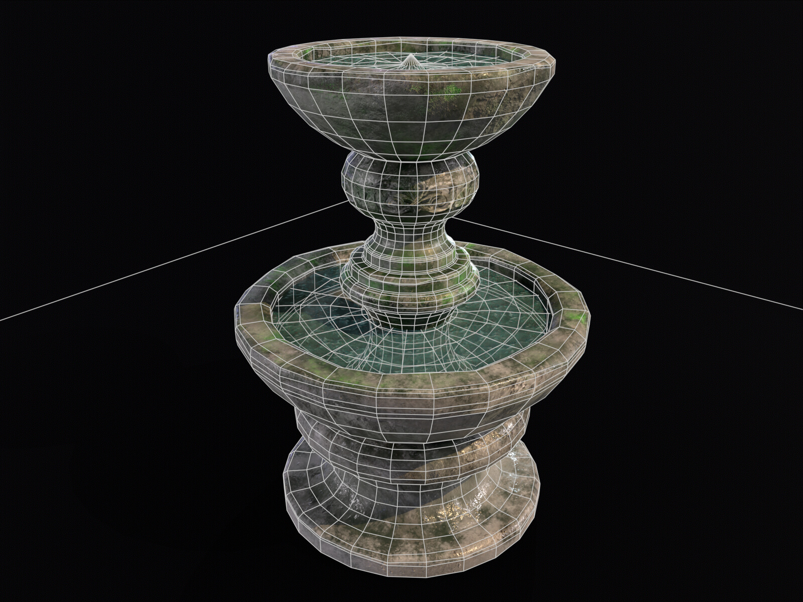 Garden Round Water Fountain - 3D Model by clockworkcreations