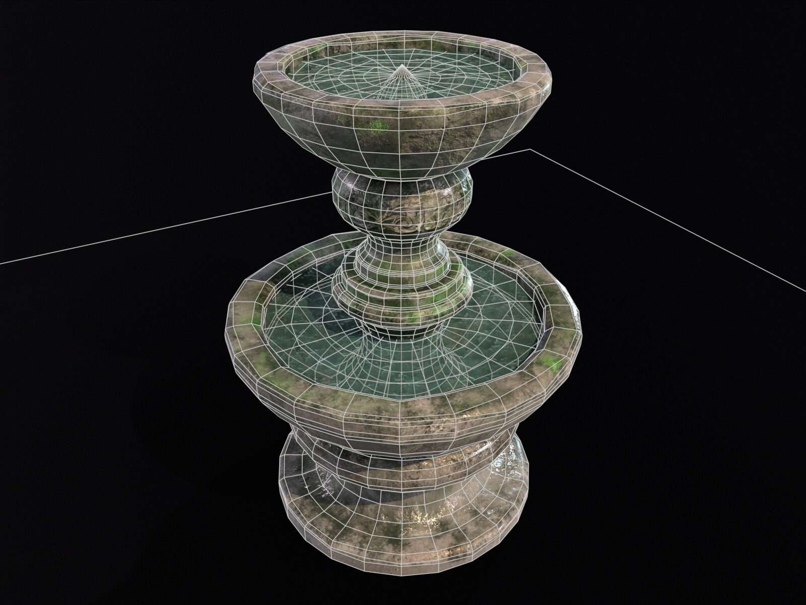 Garden Round Water Fountain - 3D Model by clockworkcreations