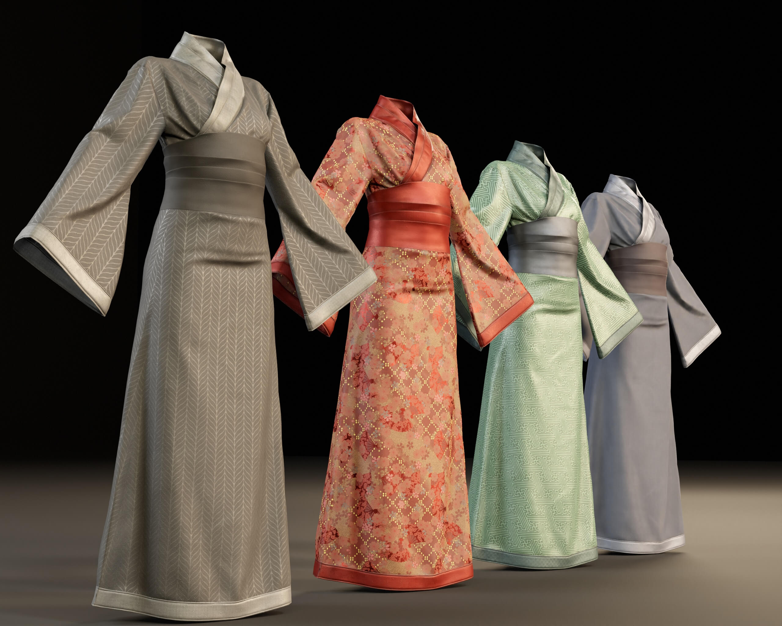 Japanese Kimono - 3D Model by clockworkcreations