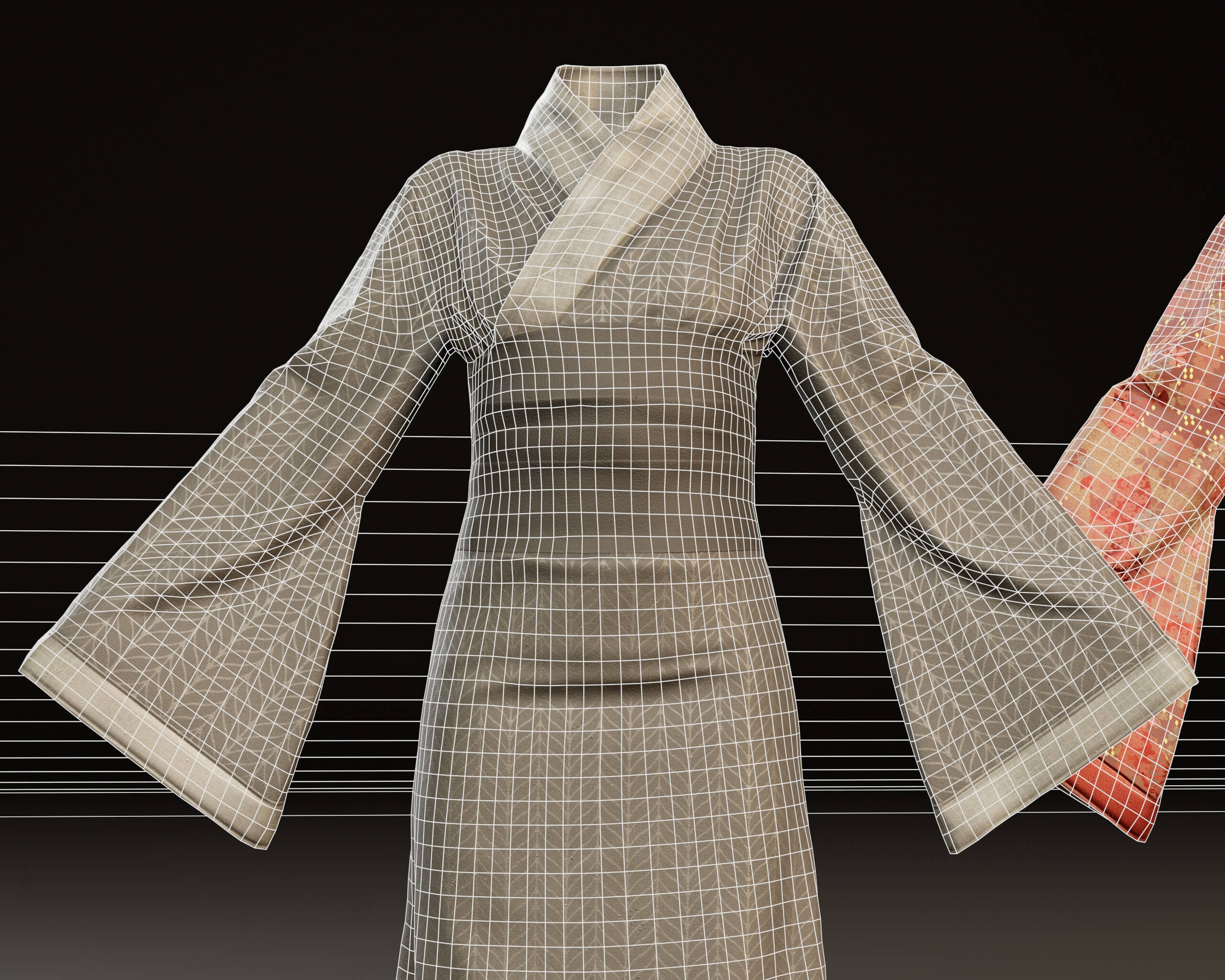 Japanese Kimono - 3D Model by clockworkcreations