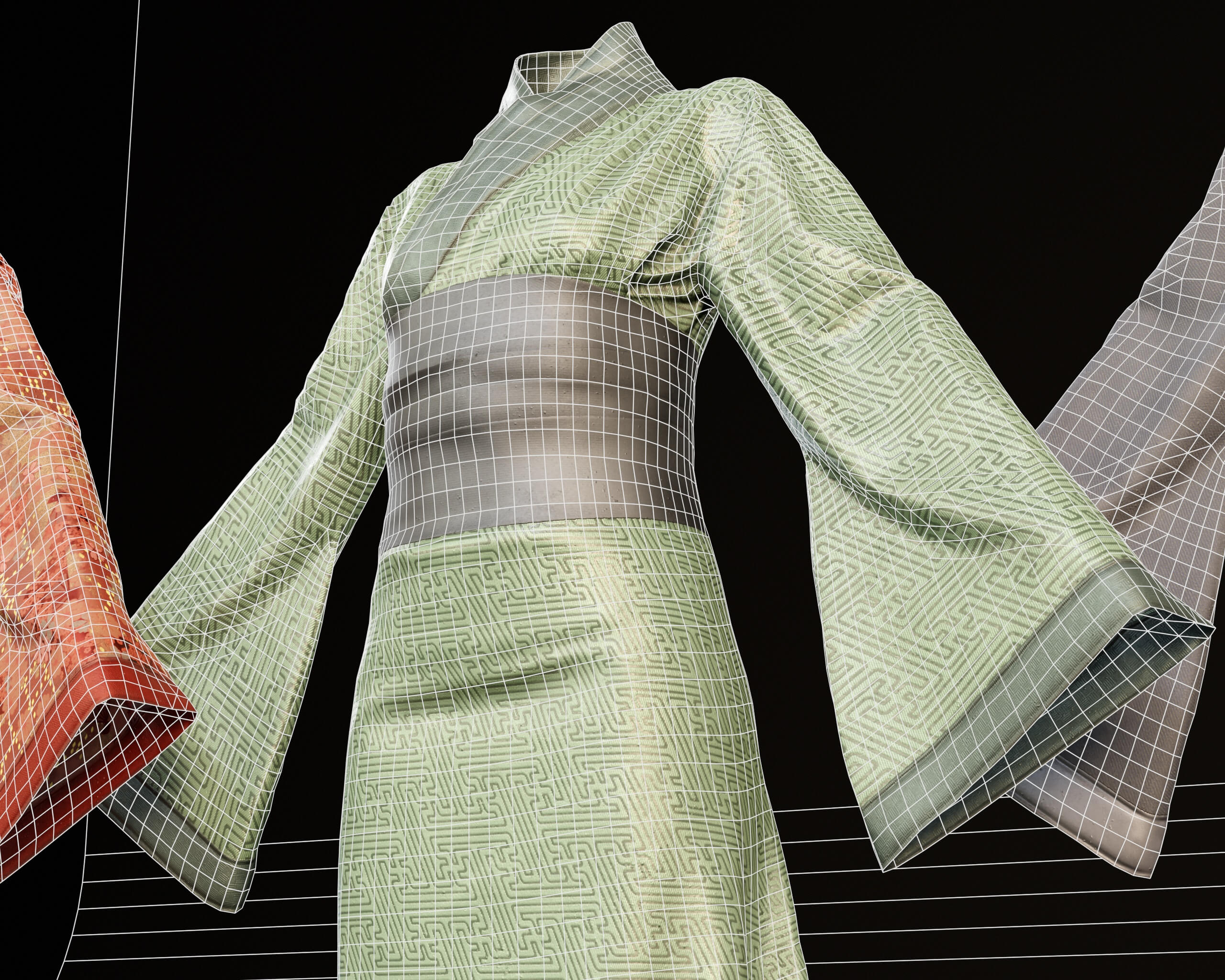 Japanese Kimono - 3D Model by clockworkcreations
