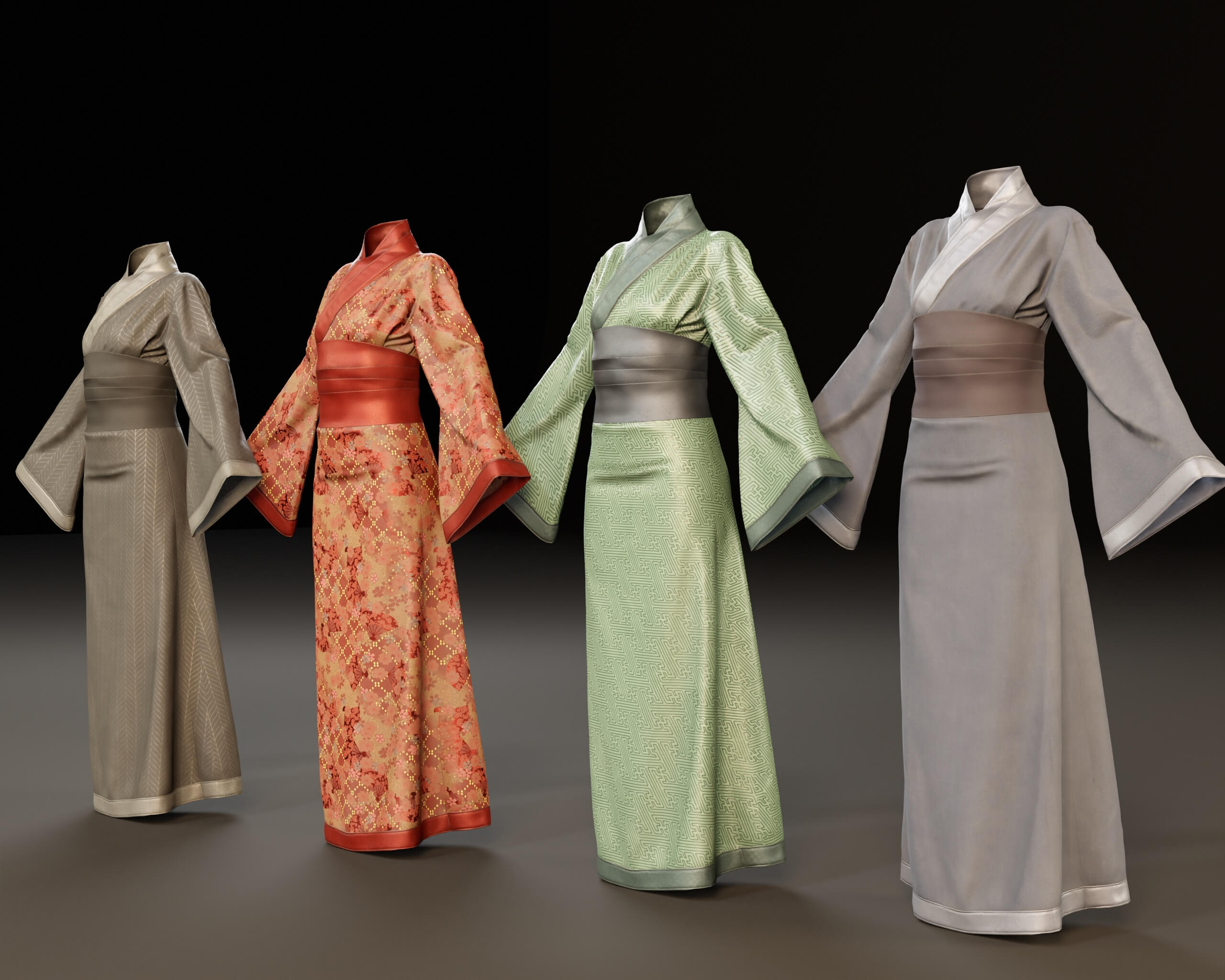 Japanese Kimono - 3D Model by clockworkcreations