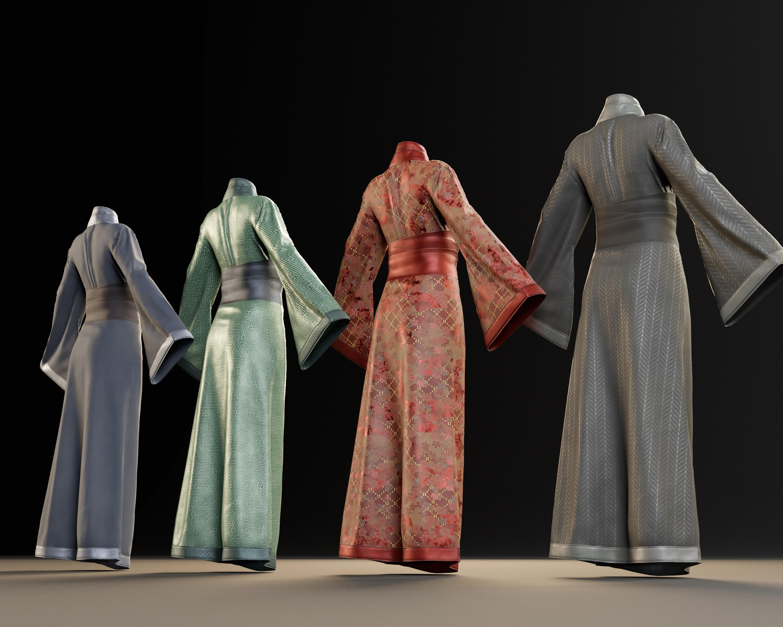Japanese Kimono - 3D Model by clockworkcreations