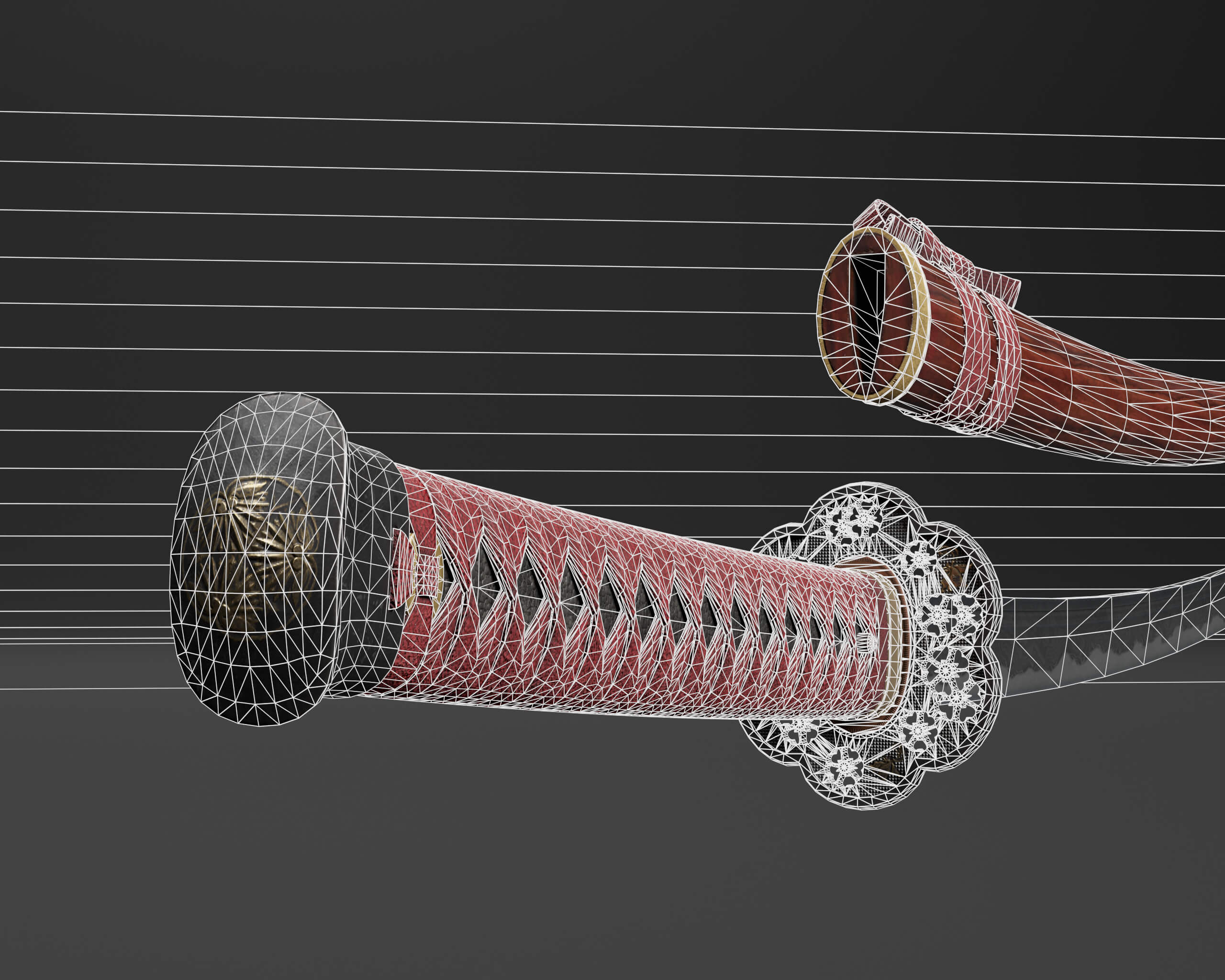 Katana Samurai Sword - 3D Model by clockworkcreations