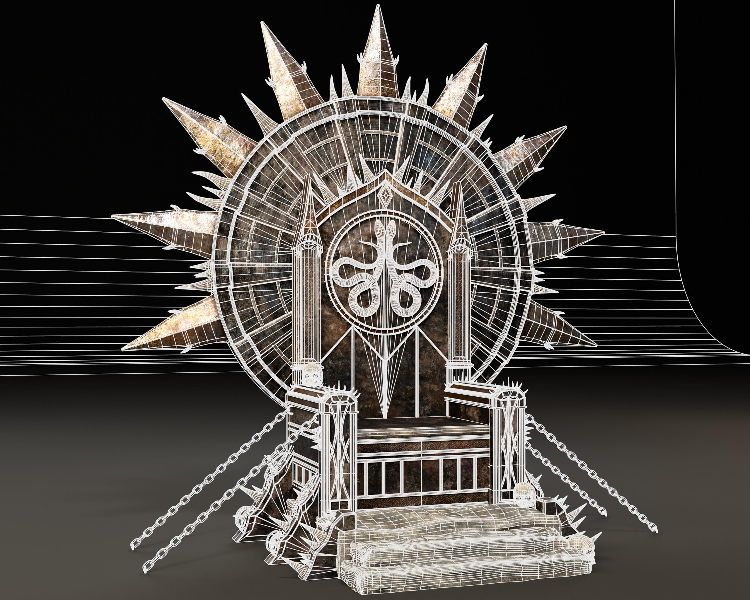 Medieval Dark Throne - 3D Model by clockworkcreations