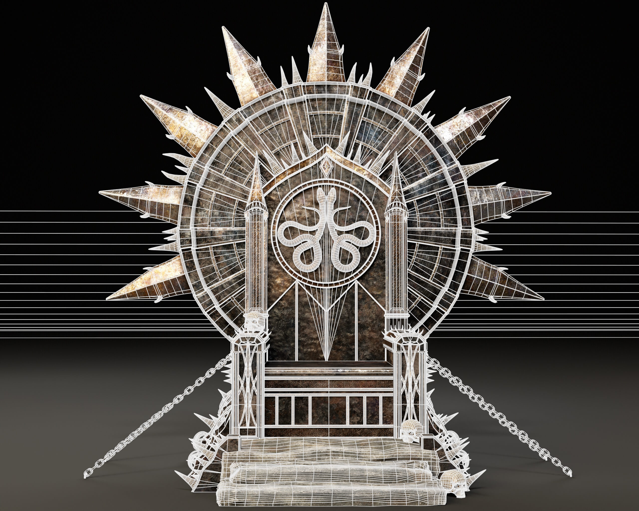 Medieval Dark Throne - 3D Model by clockworkcreations