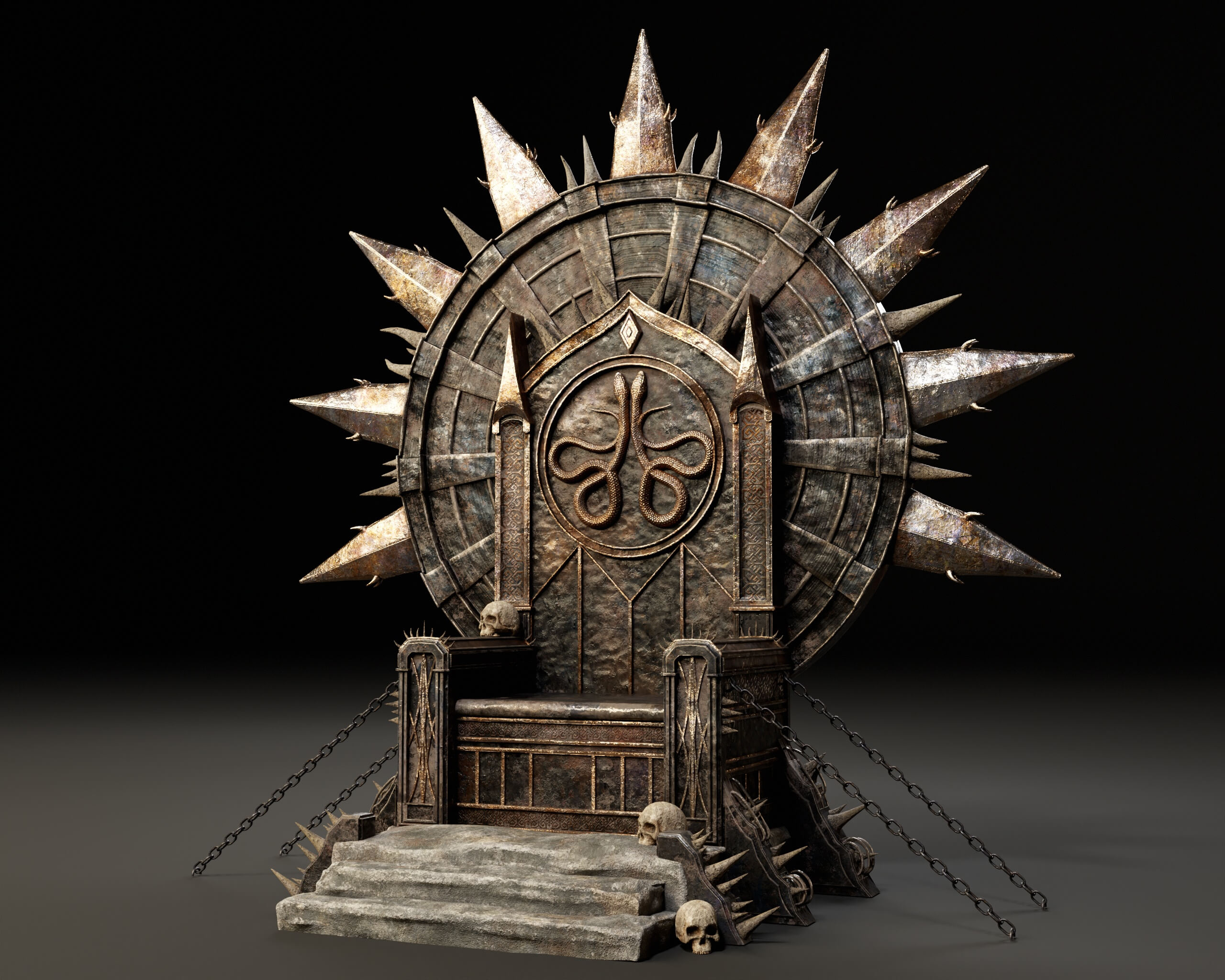 Medieval Dark Throne - 3D Model by clockworkcreations