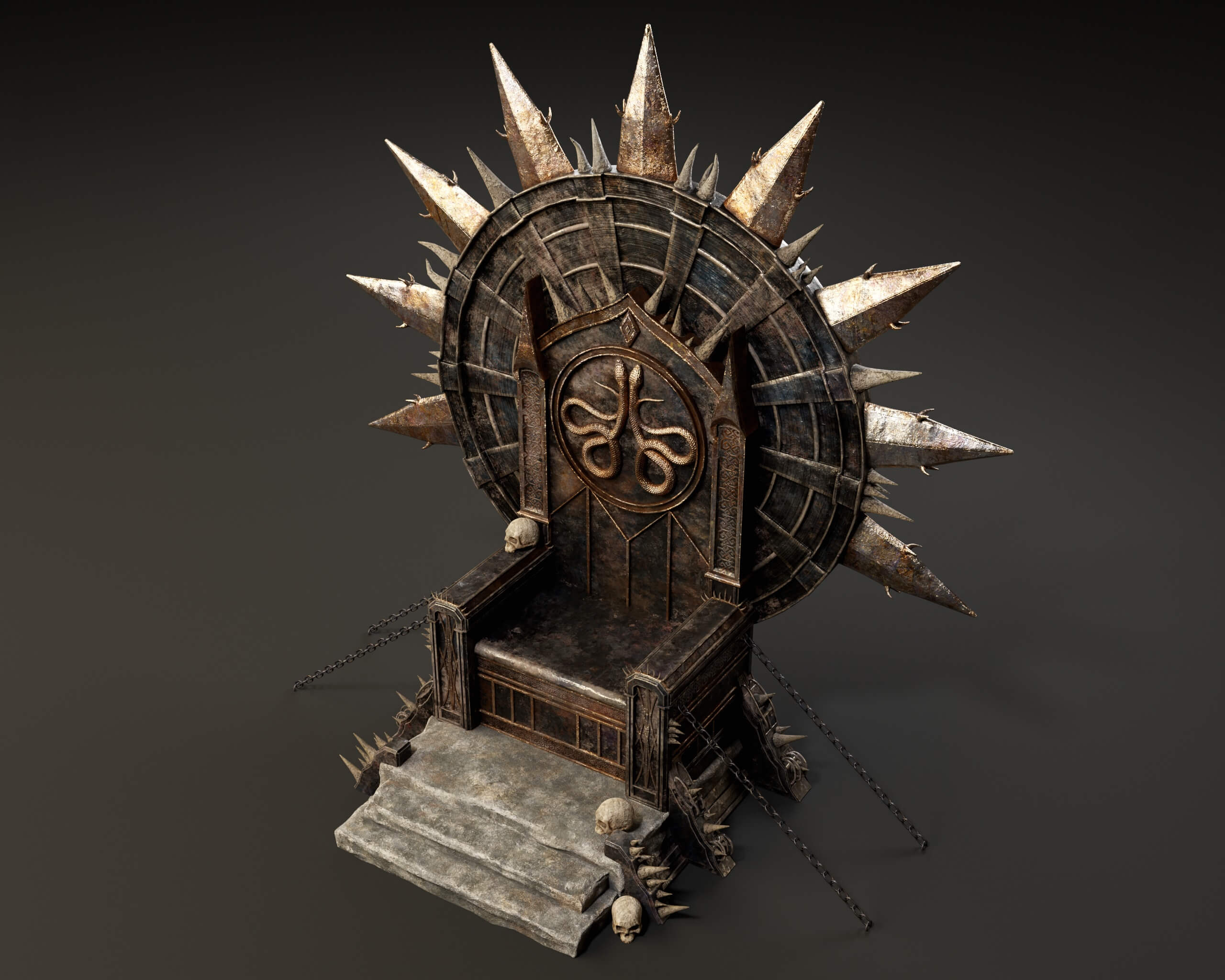 Medieval Dark Throne - 3D Model by clockworkcreations