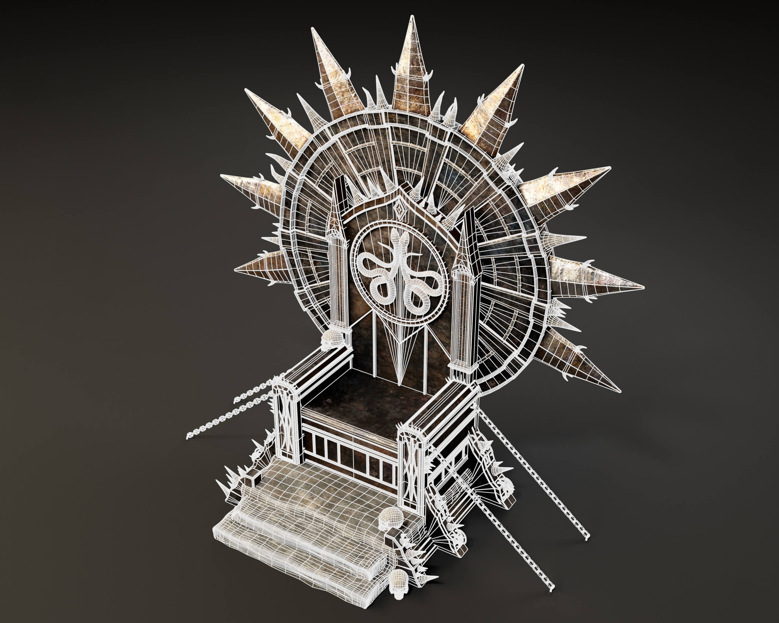 Medieval Dark Throne - 3D Model by clockworkcreations