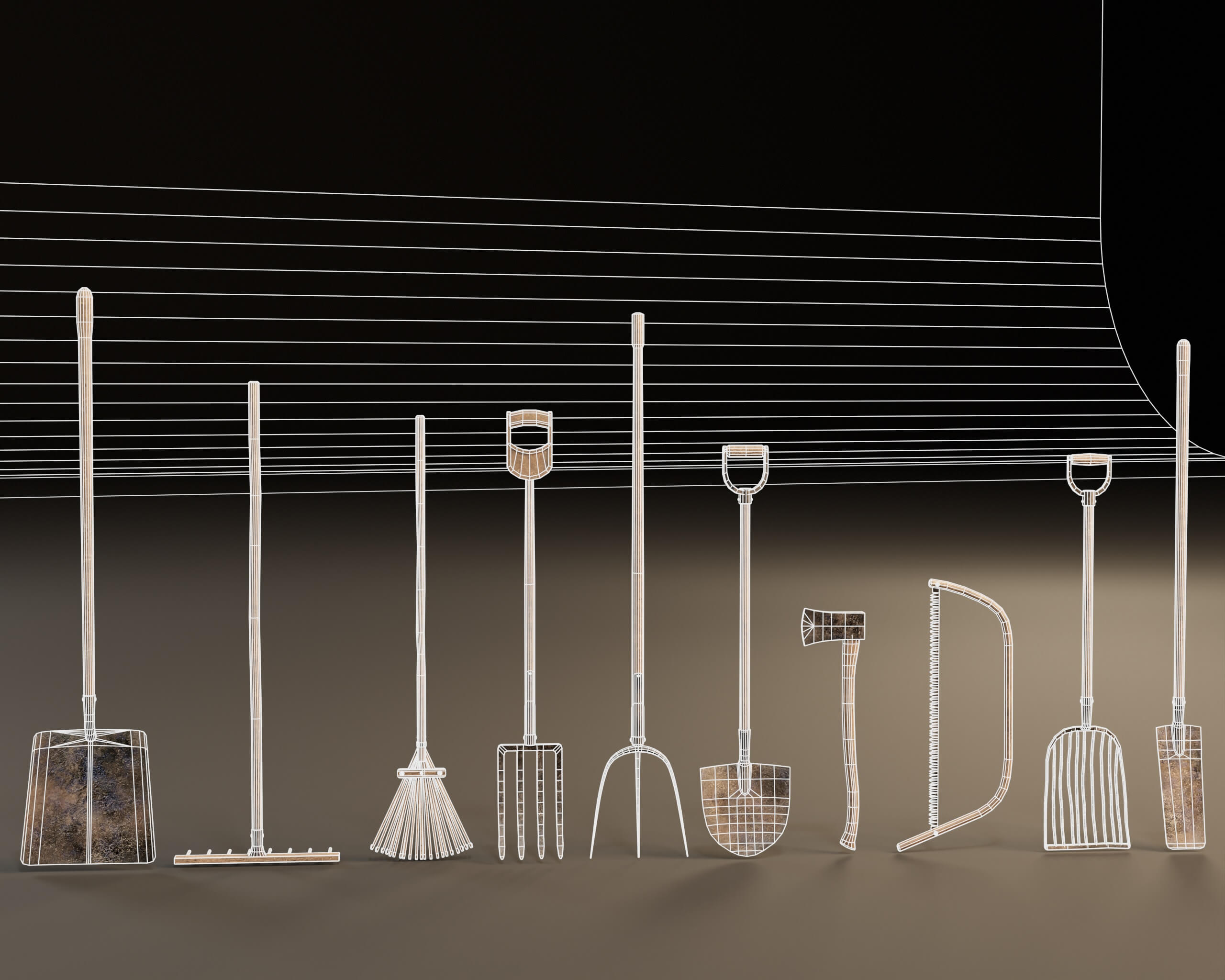 Medieval Farming Tools Set - 3D Model by clockworkcreations