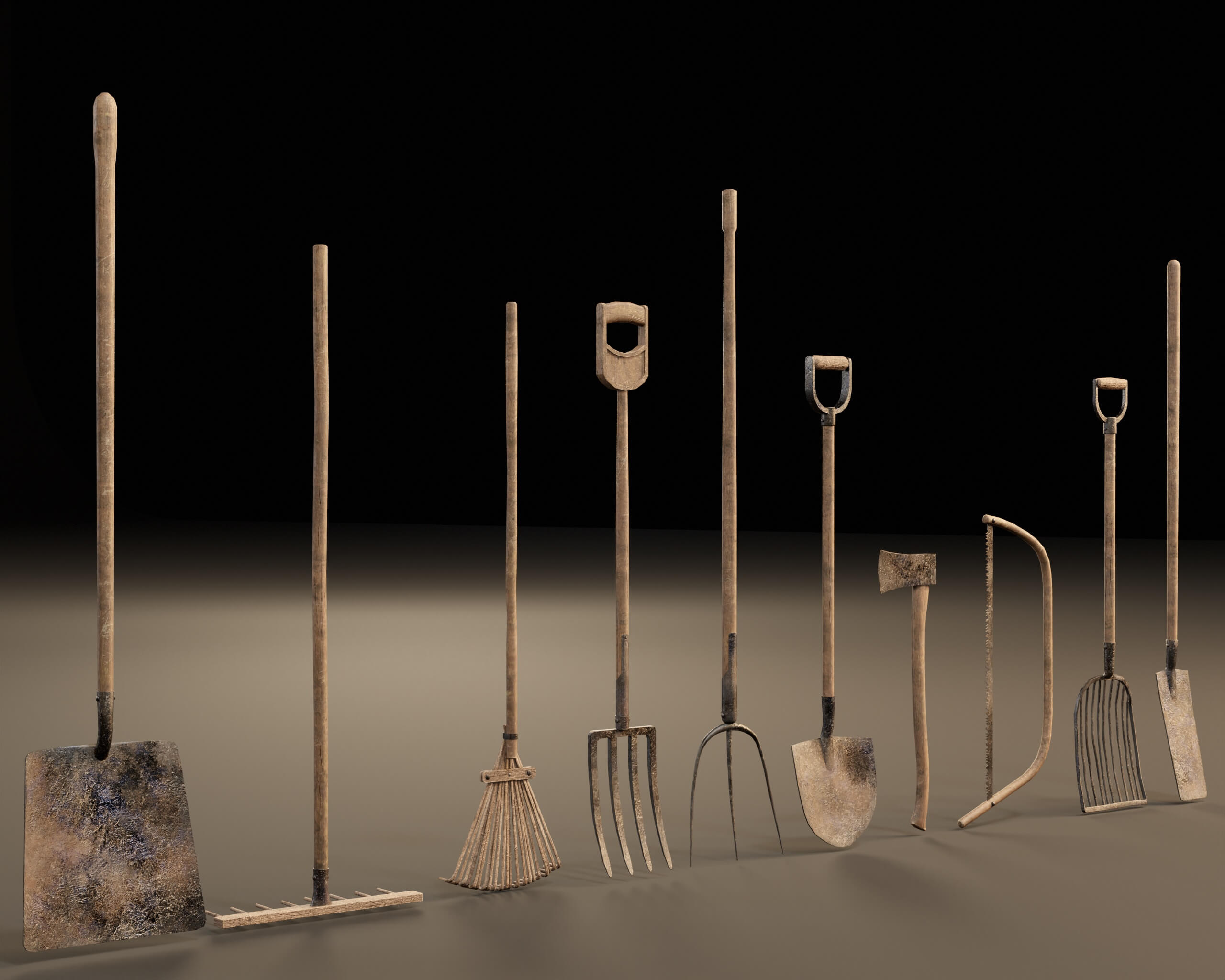 Medieval Farming Tools Set - 3D Model by clockworkcreations