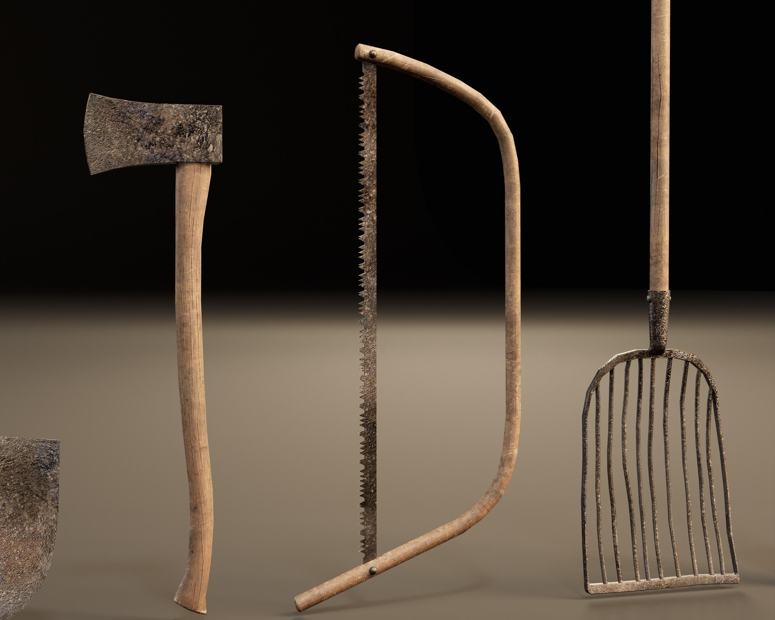 Medieval Farming Tools Set - 3D Model by clockworkcreations