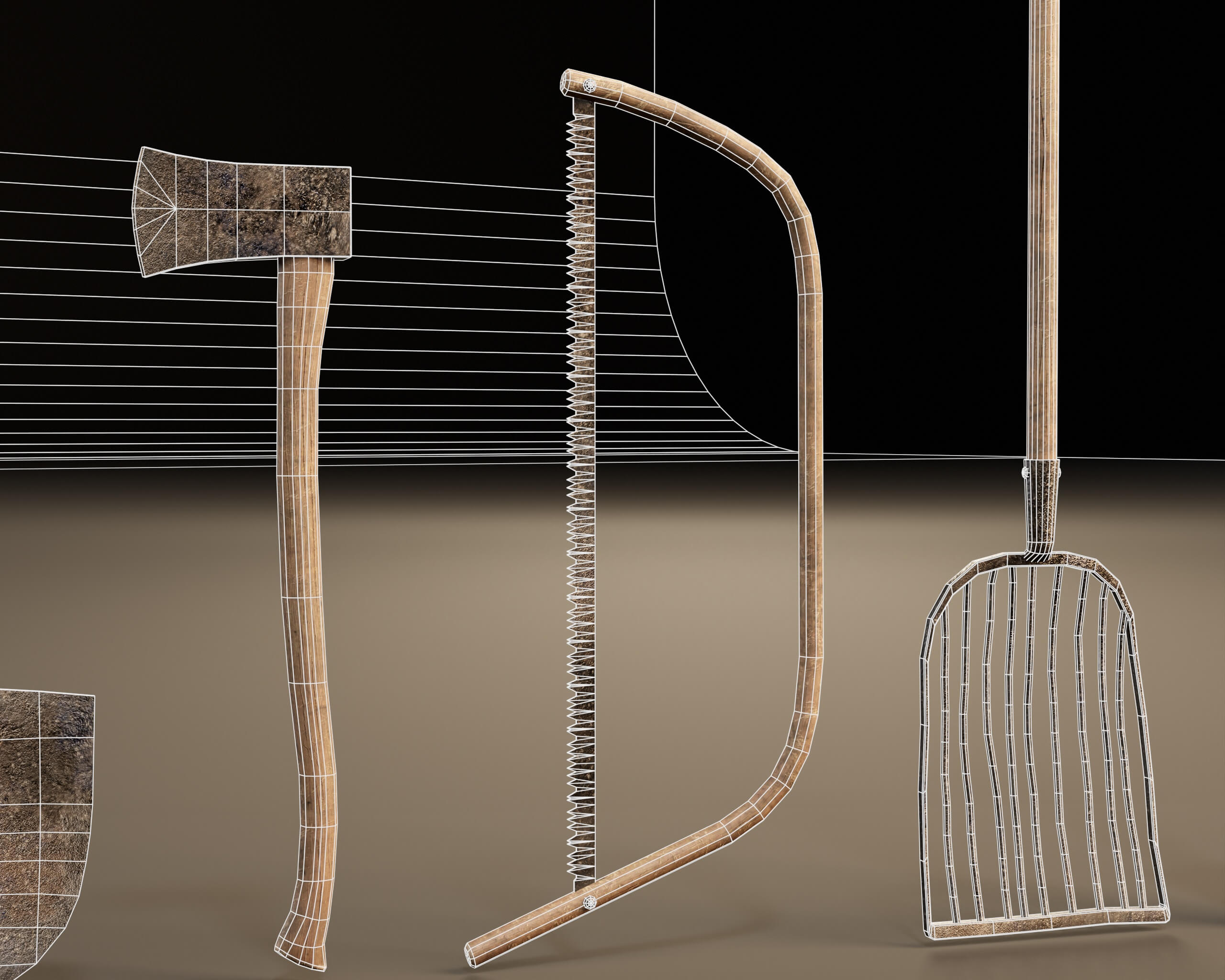 Medieval Farming Tools Set - 3D Model by clockworkcreations