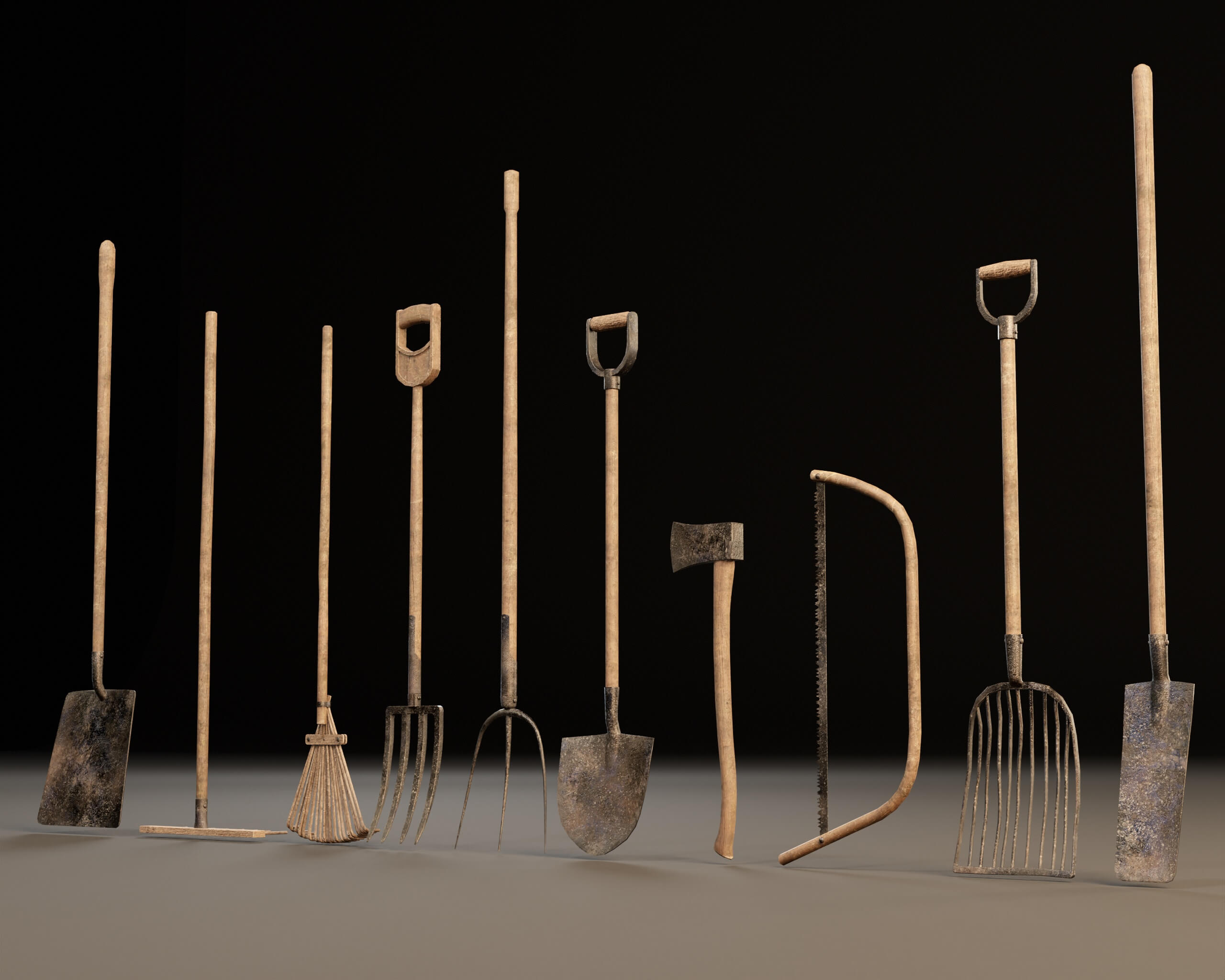 Medieval Farming Tools Set - 3D Model by clockworkcreations