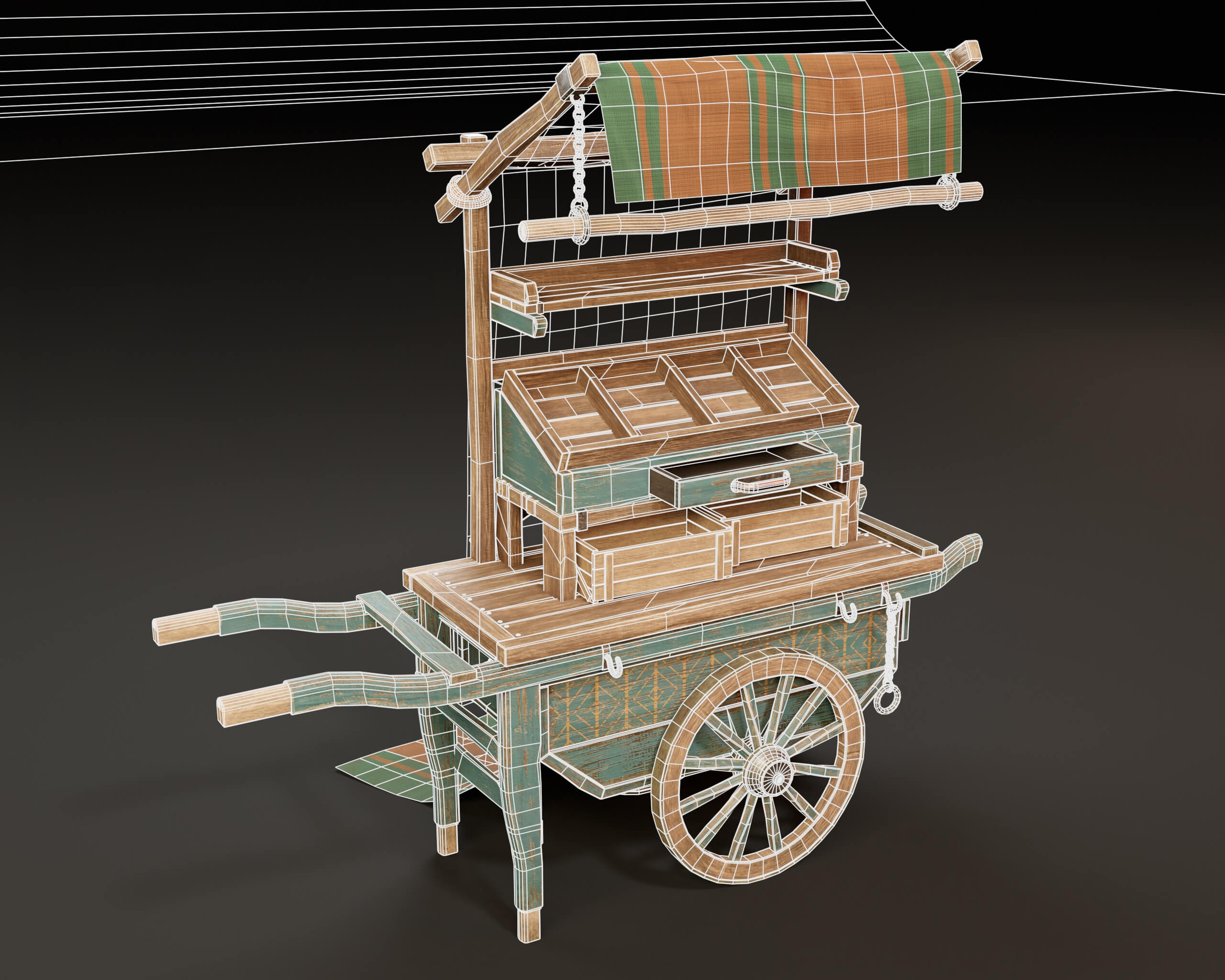 Medieval Market Cart - 3D Model by clockworkcreations