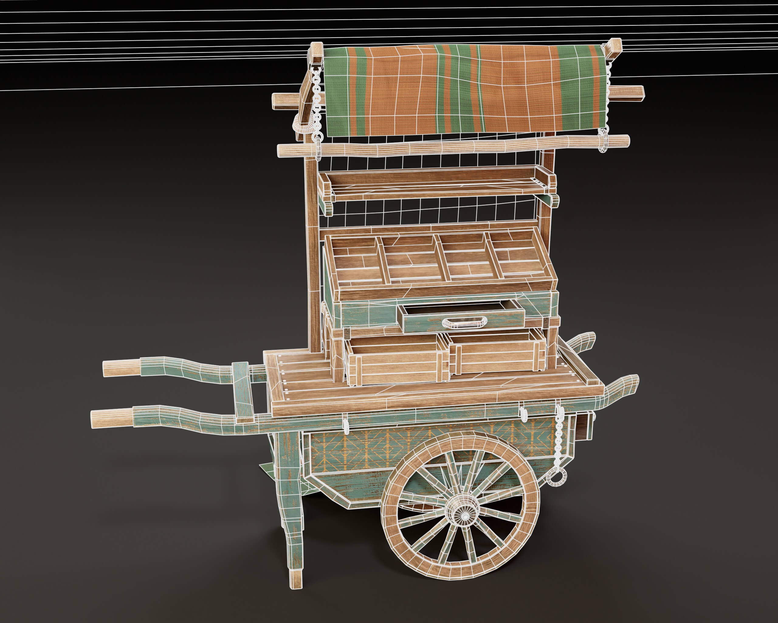 Medieval Market Cart - 3D Model by clockworkcreations