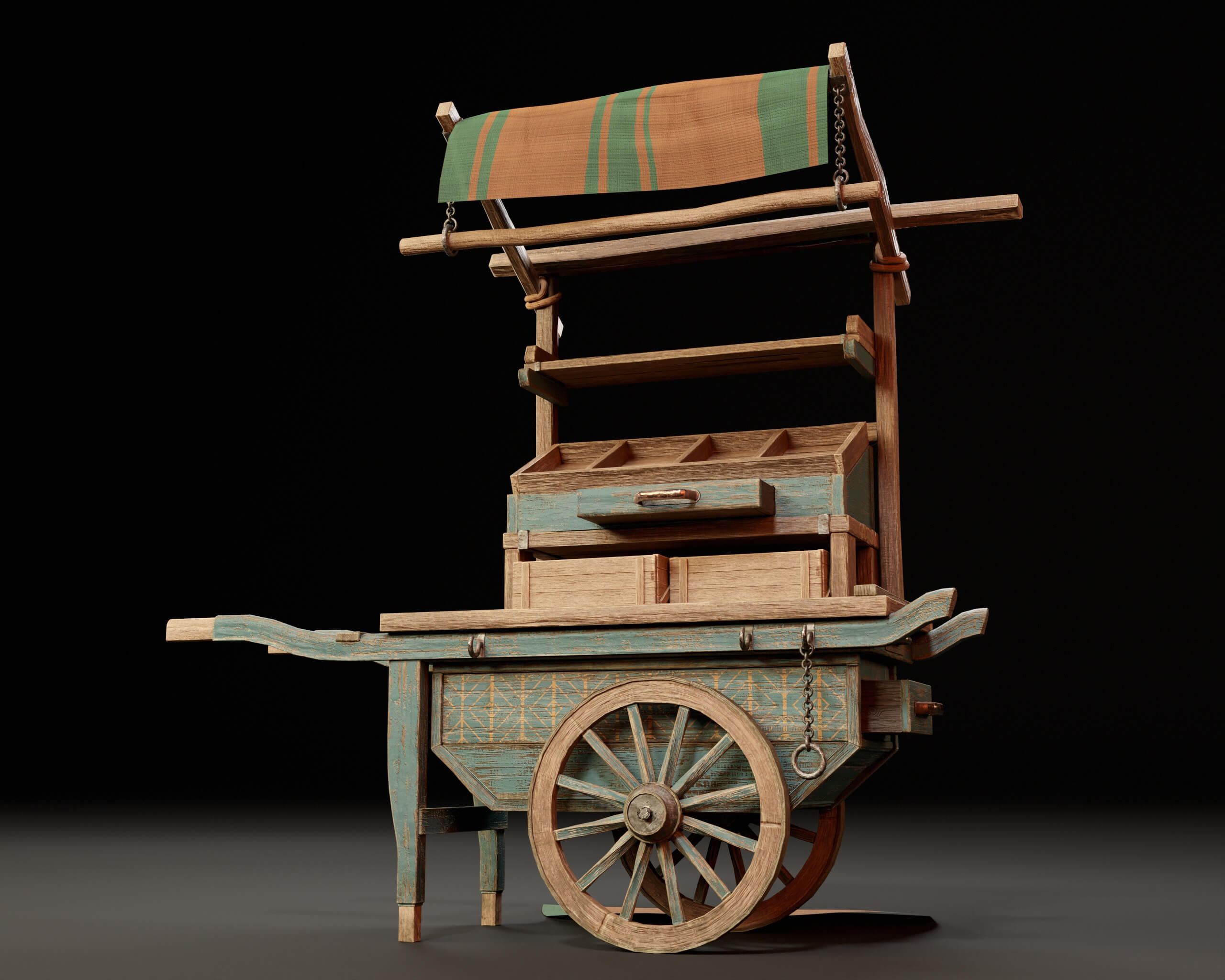 Medieval Market Cart - 3D Model by clockworkcreations