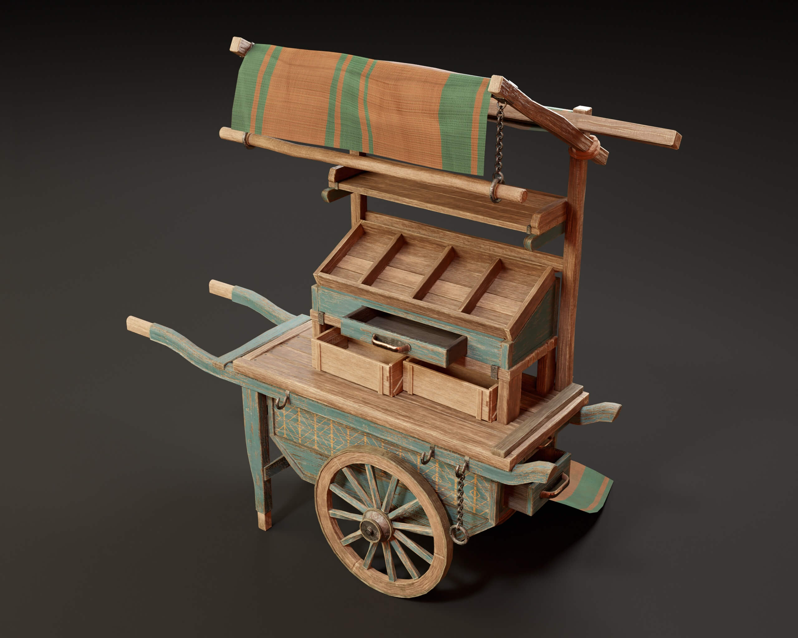 Medieval Market Cart - 3D Model by clockworkcreations