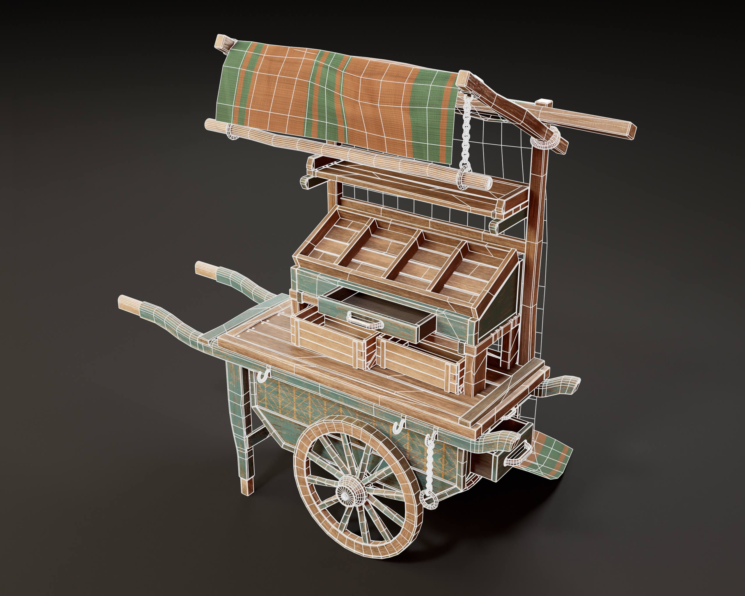 Medieval Market Cart - 3D Model by clockworkcreations