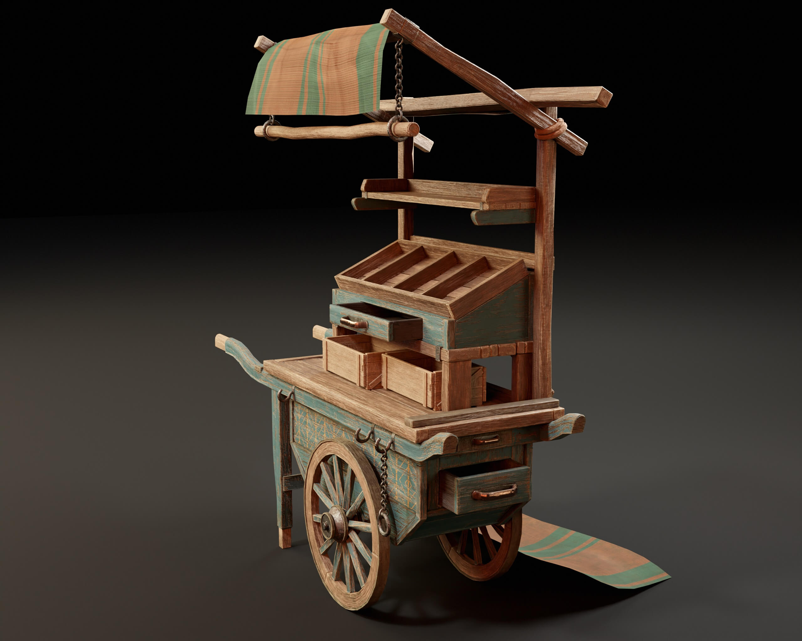 Medieval Market Cart - 3D Model by clockworkcreations