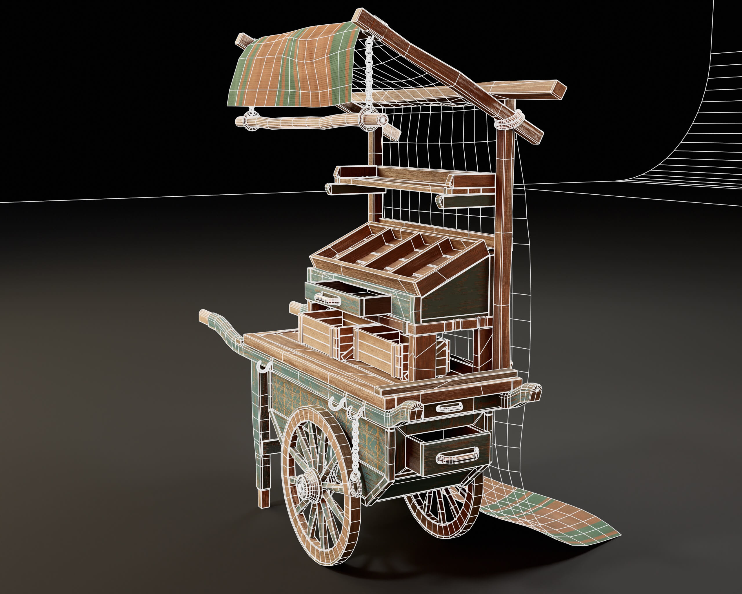 Medieval Market Cart - 3D Model by clockworkcreations