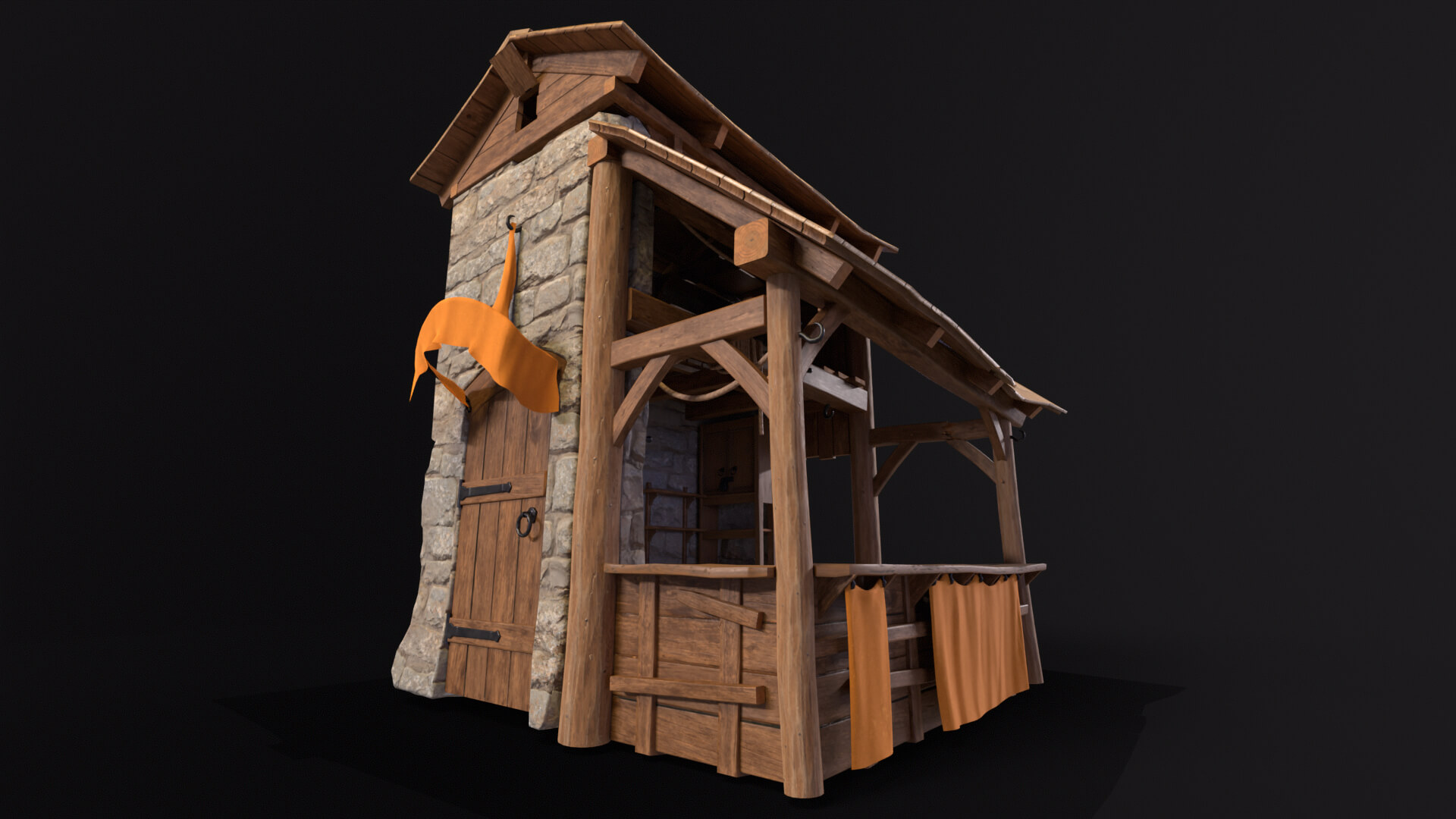 Medieval Market Stall - 3D Model by clockworkcreations
