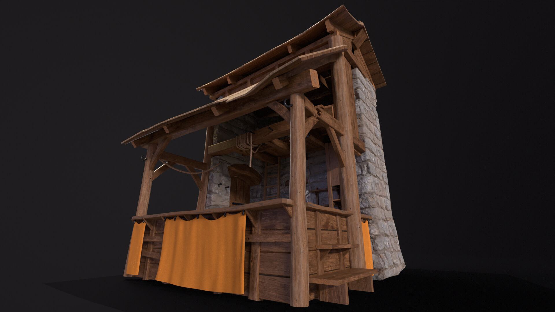 Medieval Market Stall - 3D Model by clockworkcreations