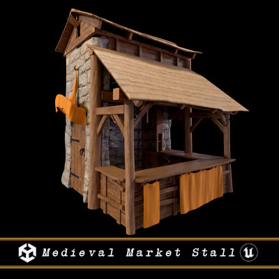 Medieval Market Stall - 3D Model by clockworkcreations