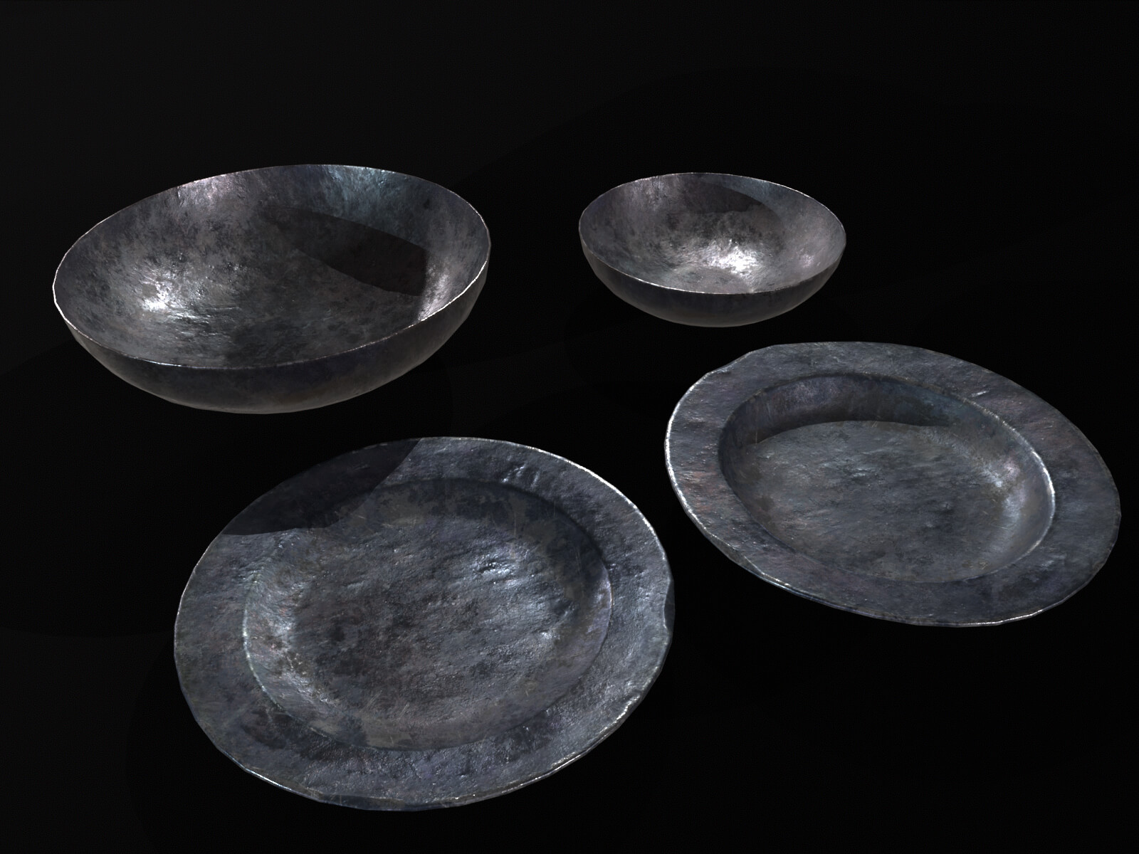 Medieval Metal Dishes Set - 3D Model by clockworkcreations