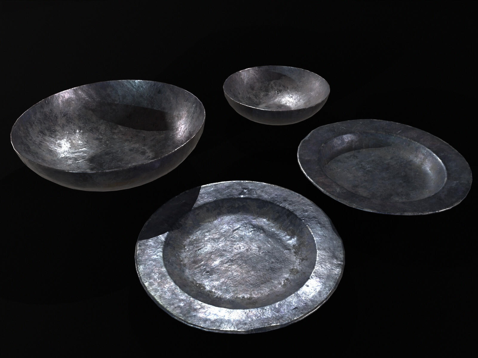 Medieval Metal Dishes Set - 3D Model by clockworkcreations