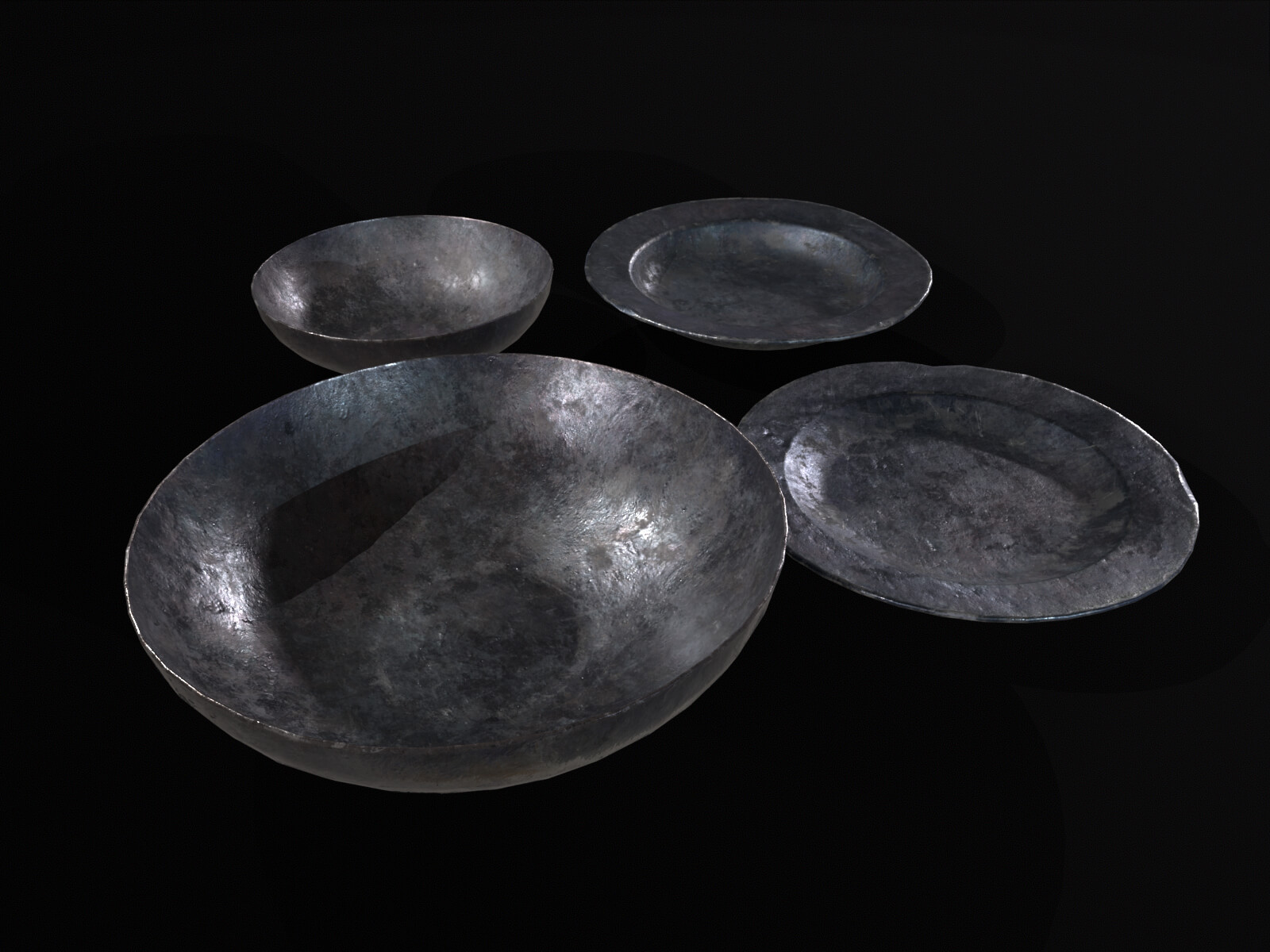 Medieval Metal Dishes Set - 3D Model by clockworkcreations