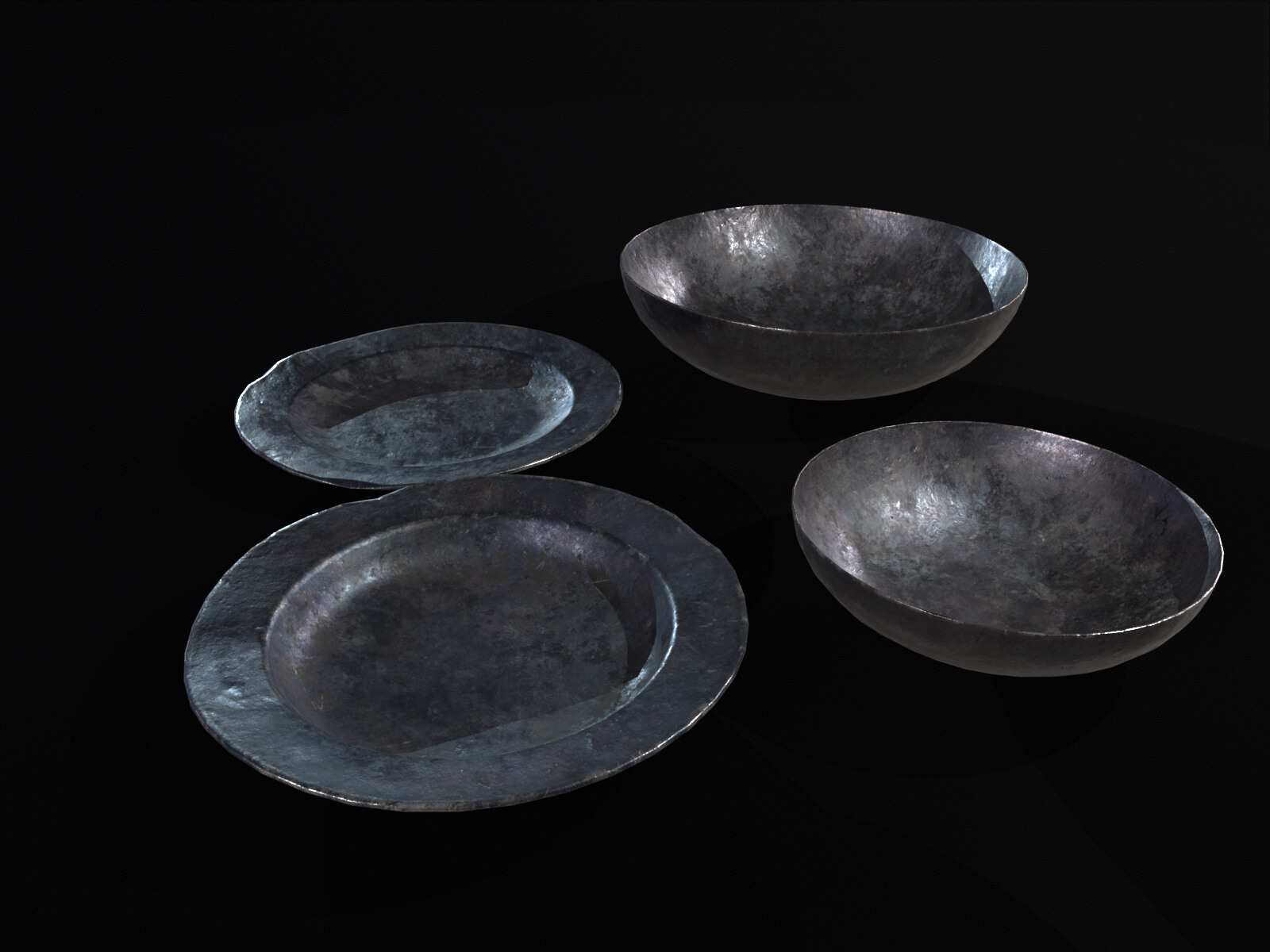 Medieval Metal Dishes Set - 3D Model by clockworkcreations