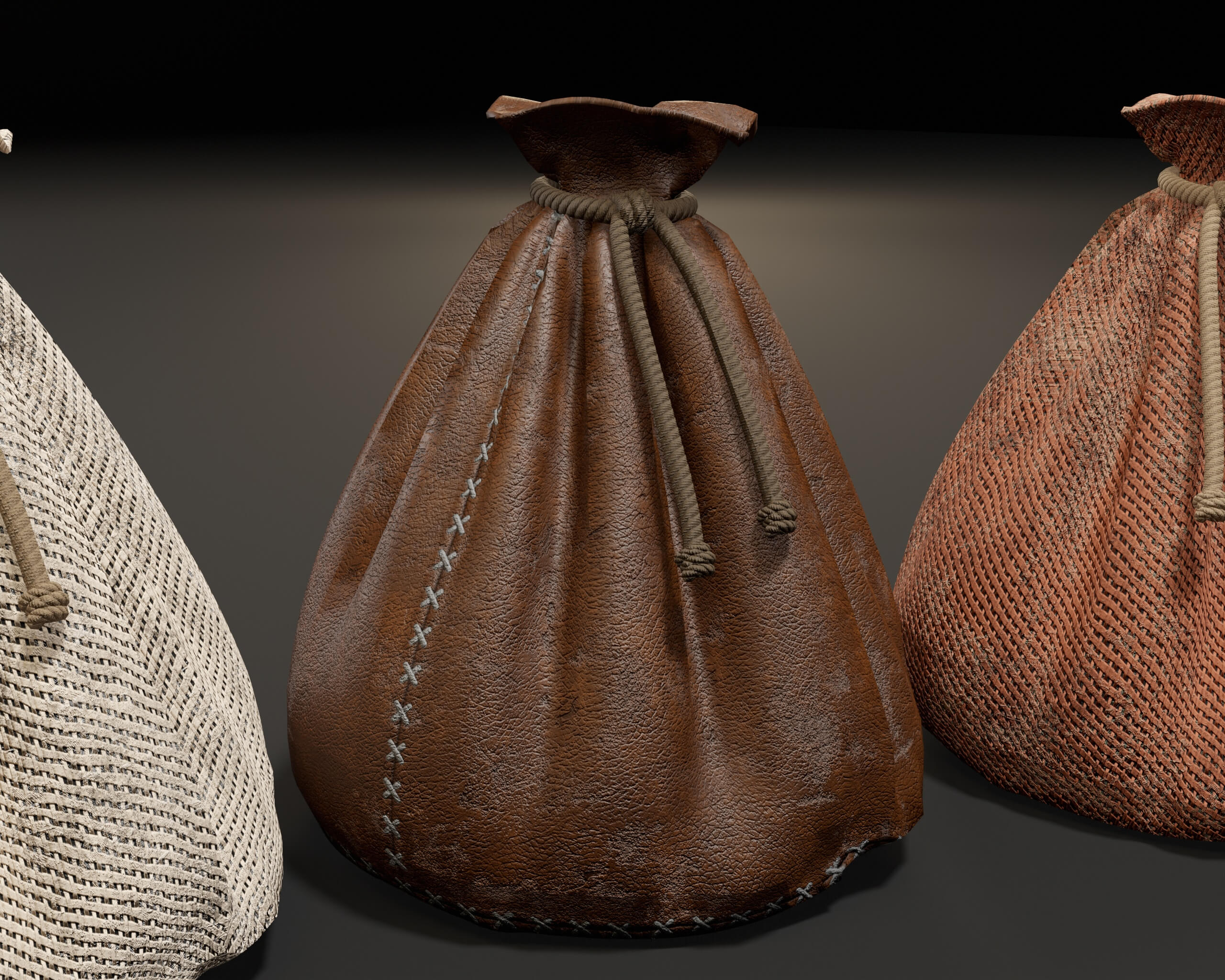 Medieval Pouches - 3D Model by clockworkcreations