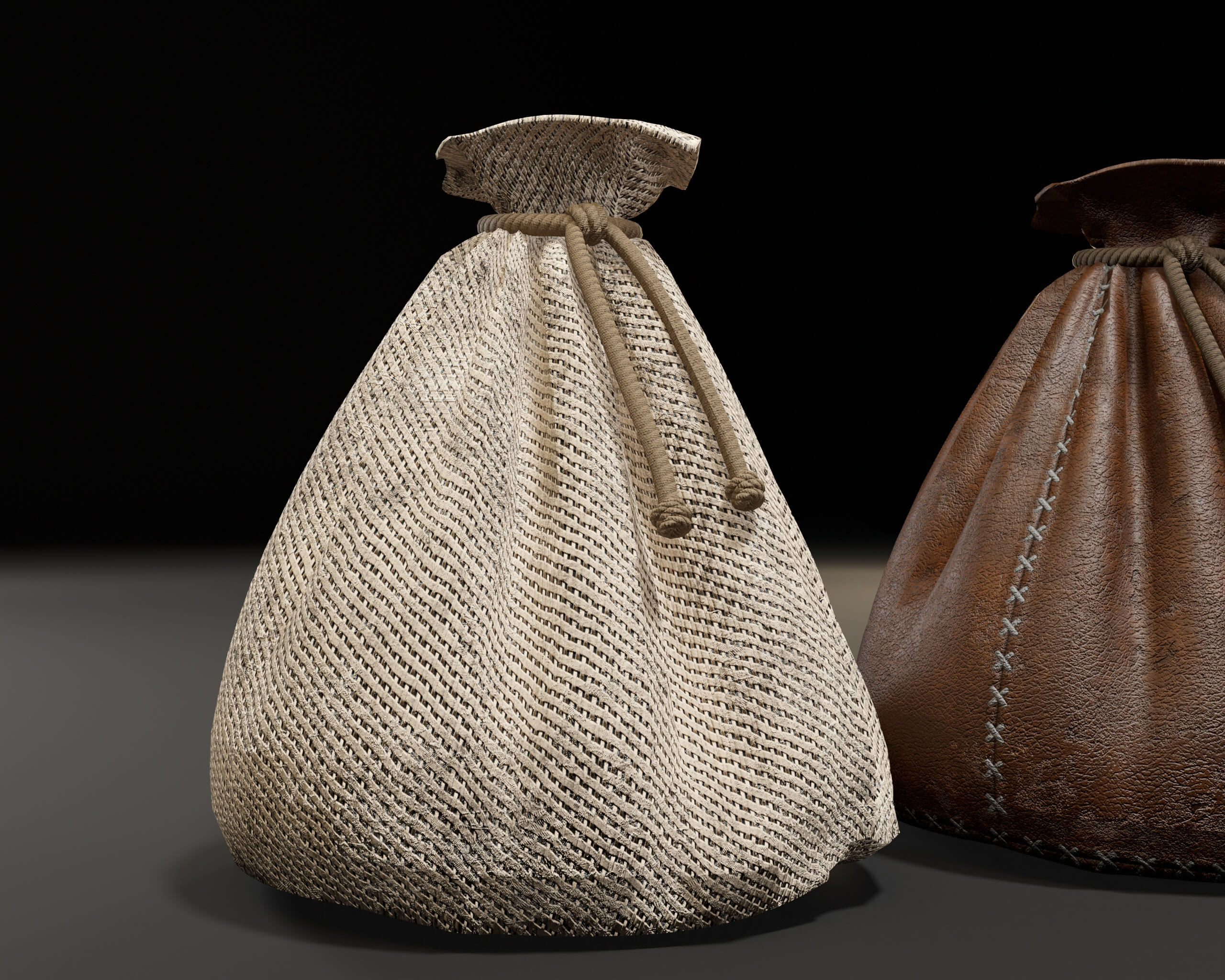 Medieval Pouches - 3D Model by clockworkcreations