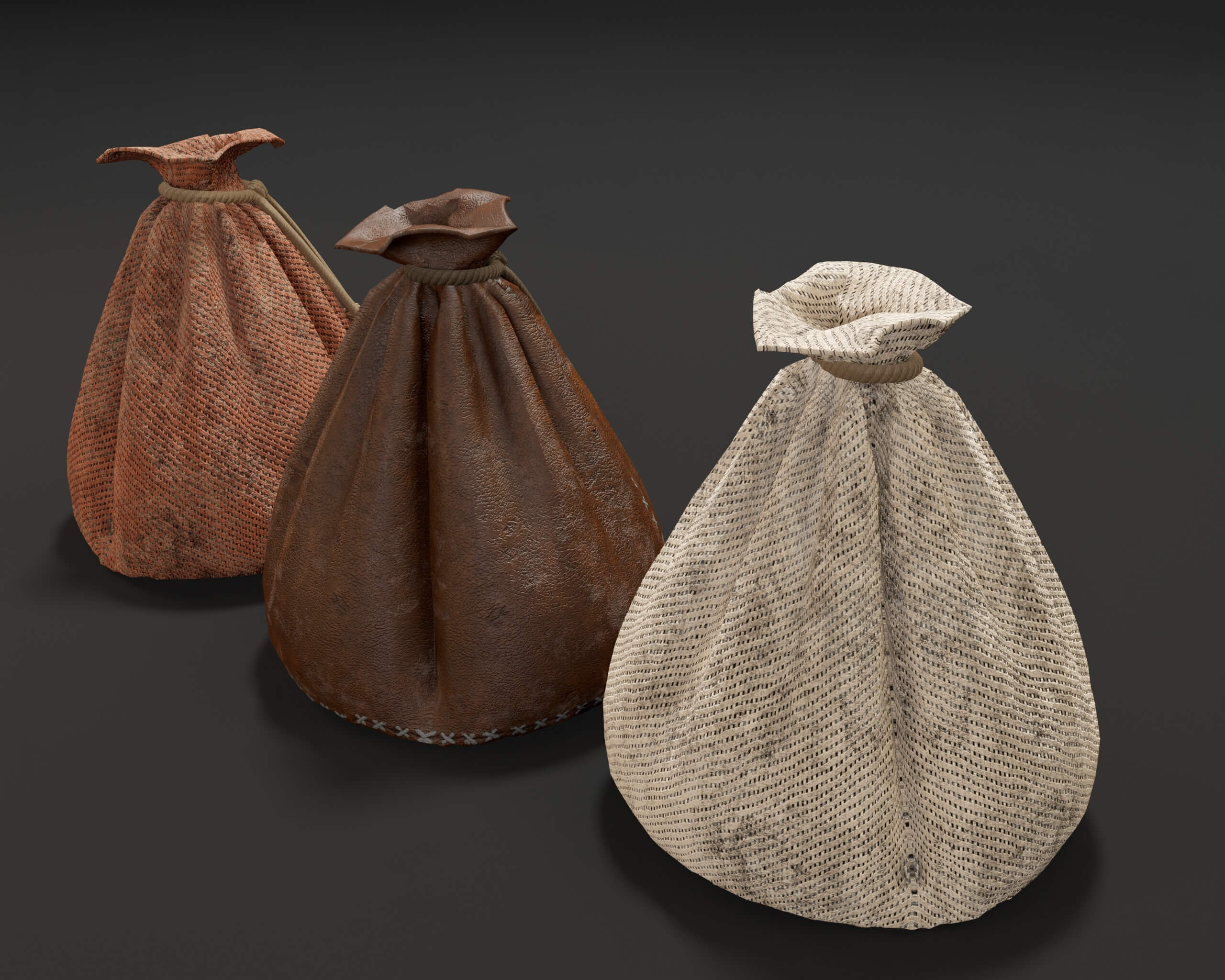 Medieval Pouches - 3D Model by clockworkcreations
