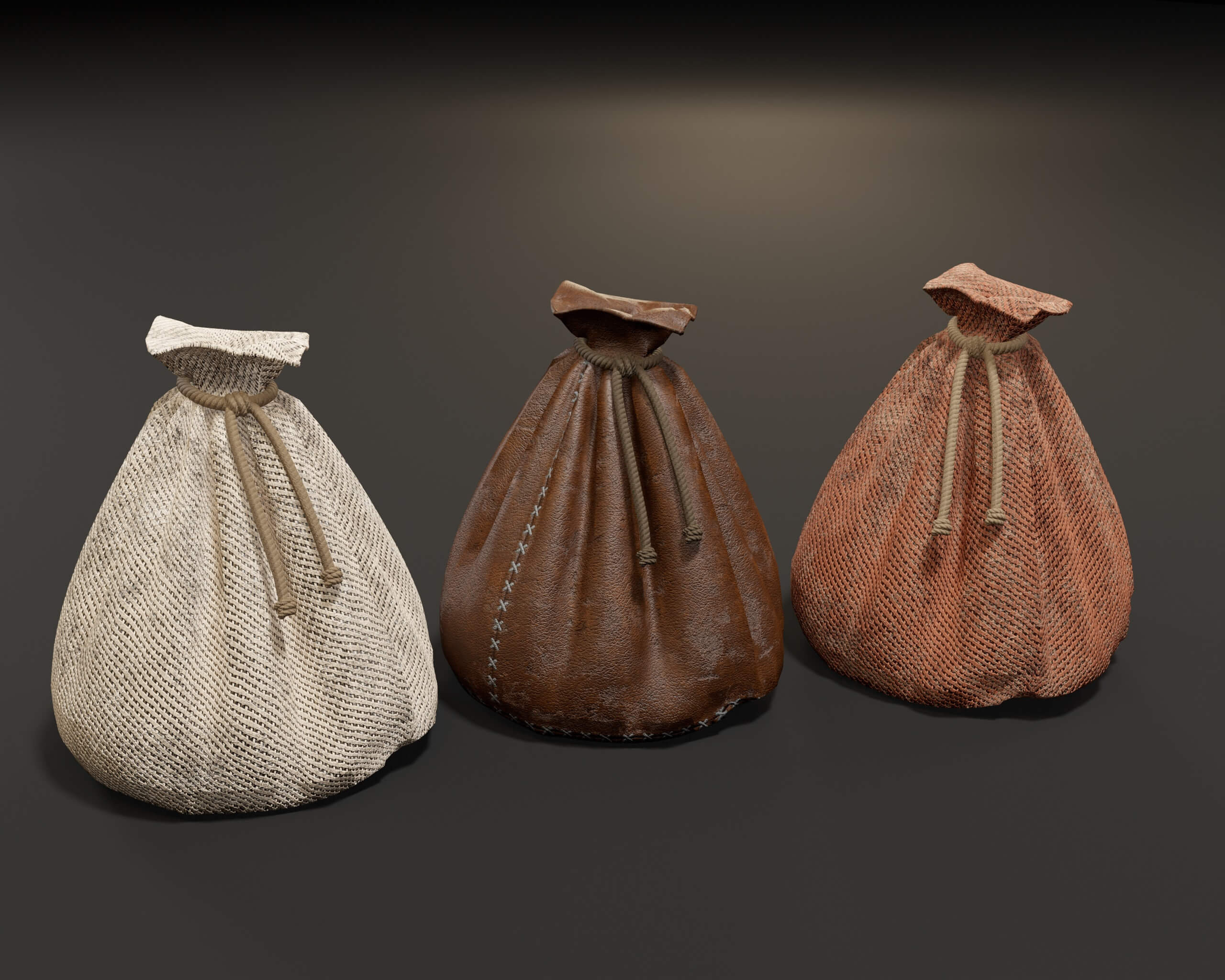 Medieval Pouches - 3D Model by clockworkcreations