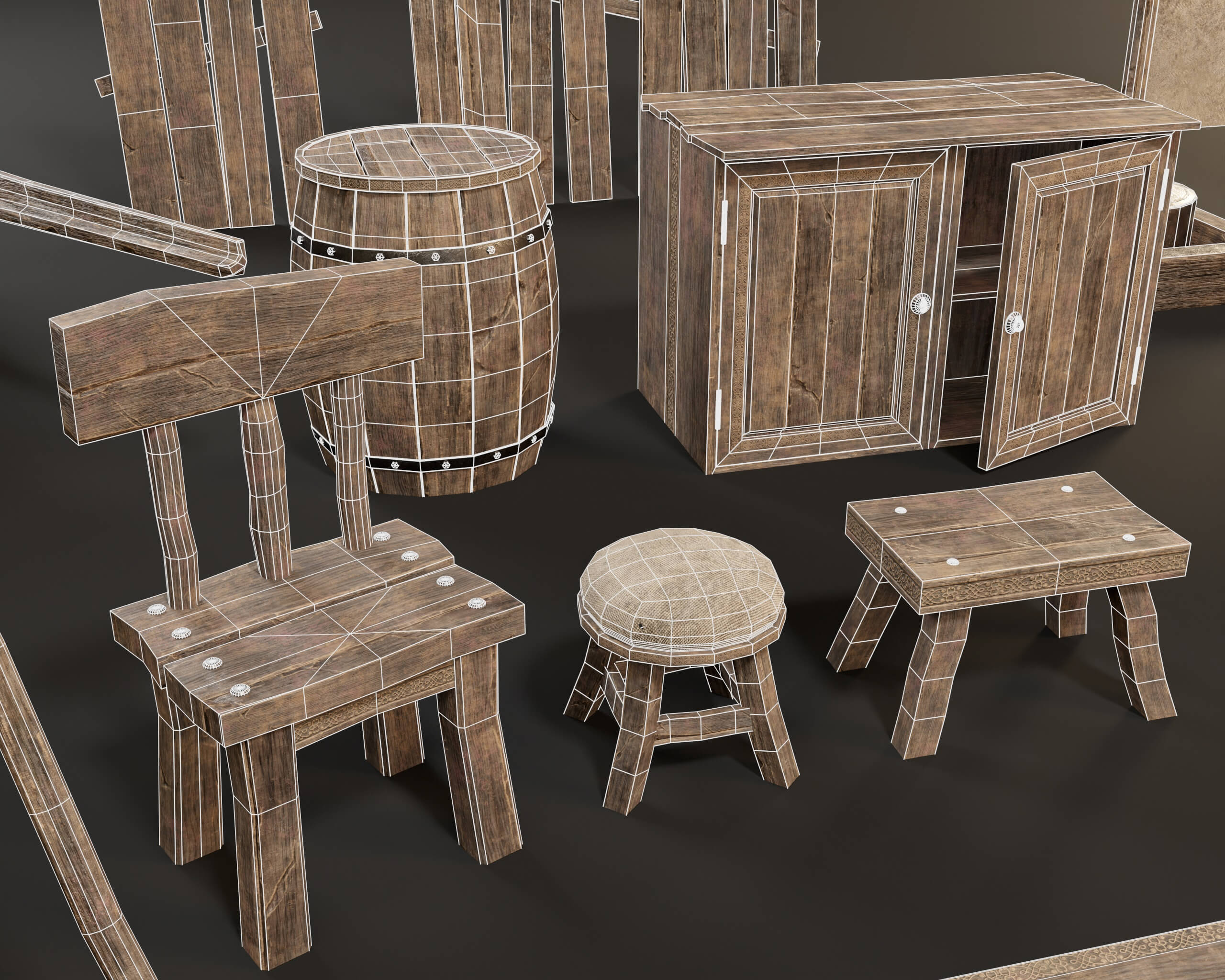 Medieval Props Pack 1 - 3D Model by clockworkcreations