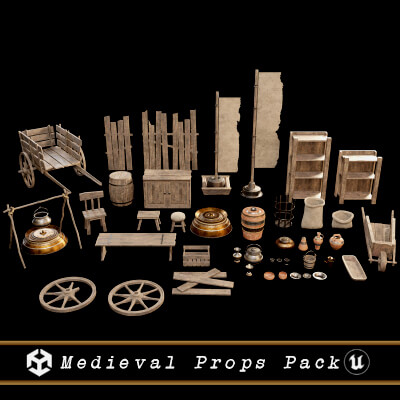 Medieval Props Pack 1 - 3D Model by clockworkcreations