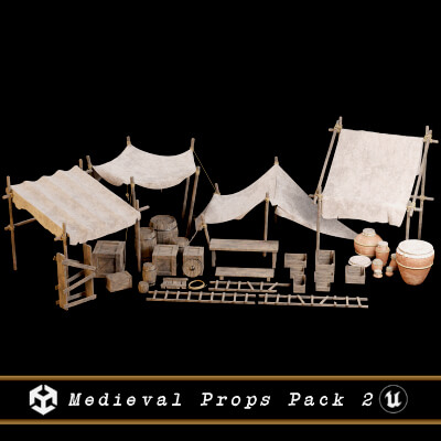Medieval Props Pack 2 - 3D Model by clockworkcreations