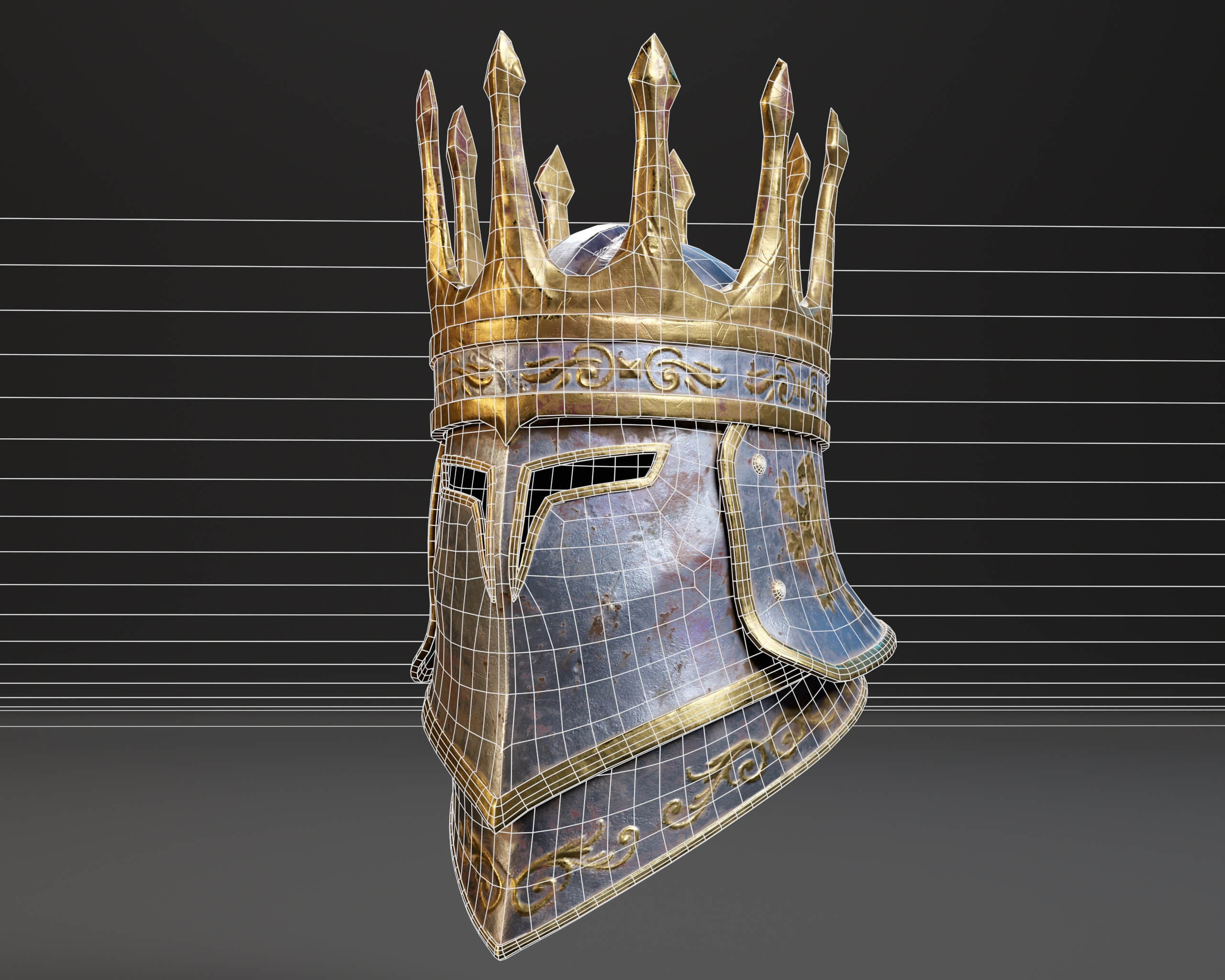Medieval Silver Knight Helmet - 3D Model by clockworkcreations