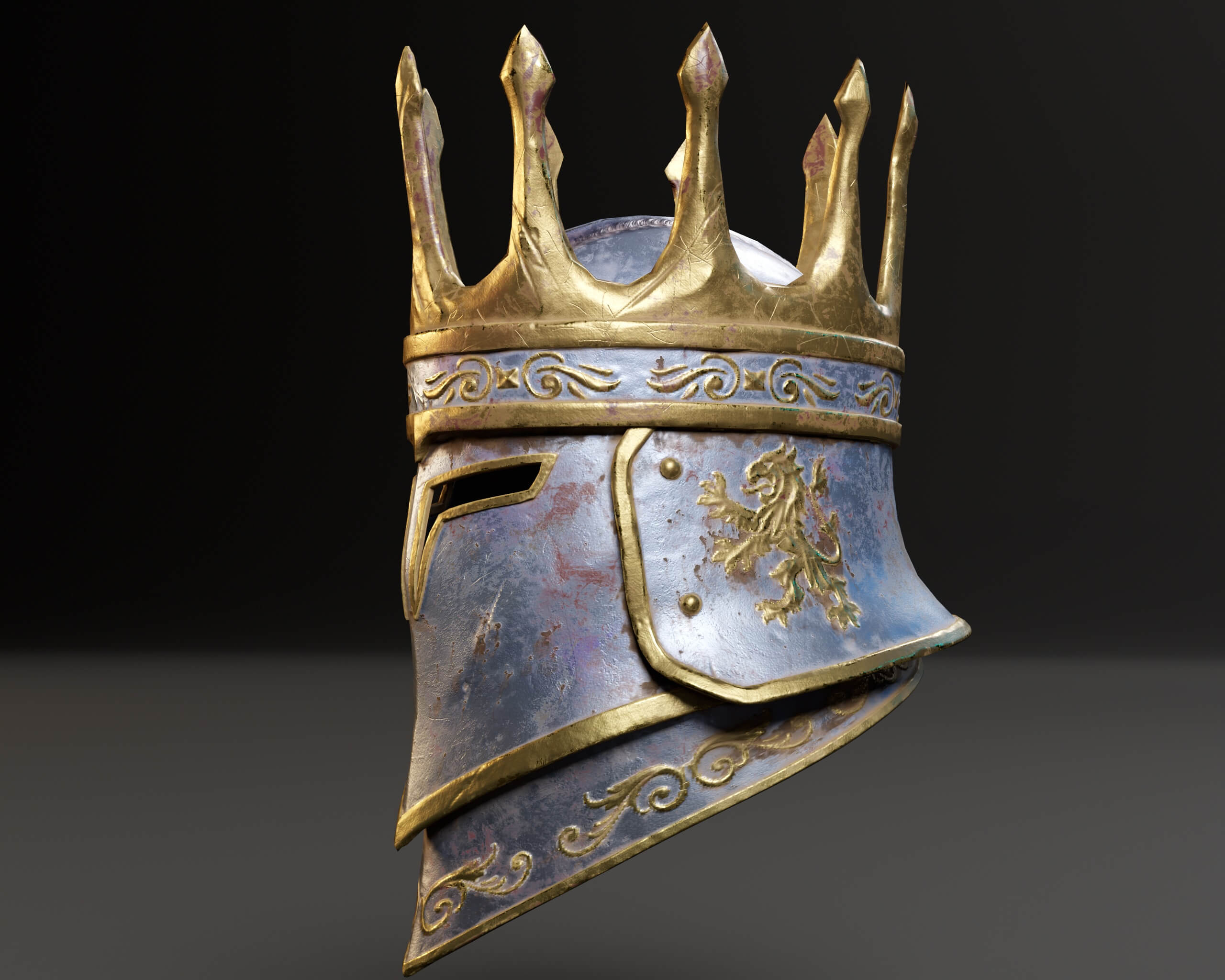 Medieval Silver Knight Helmet - 3D Model by clockworkcreations