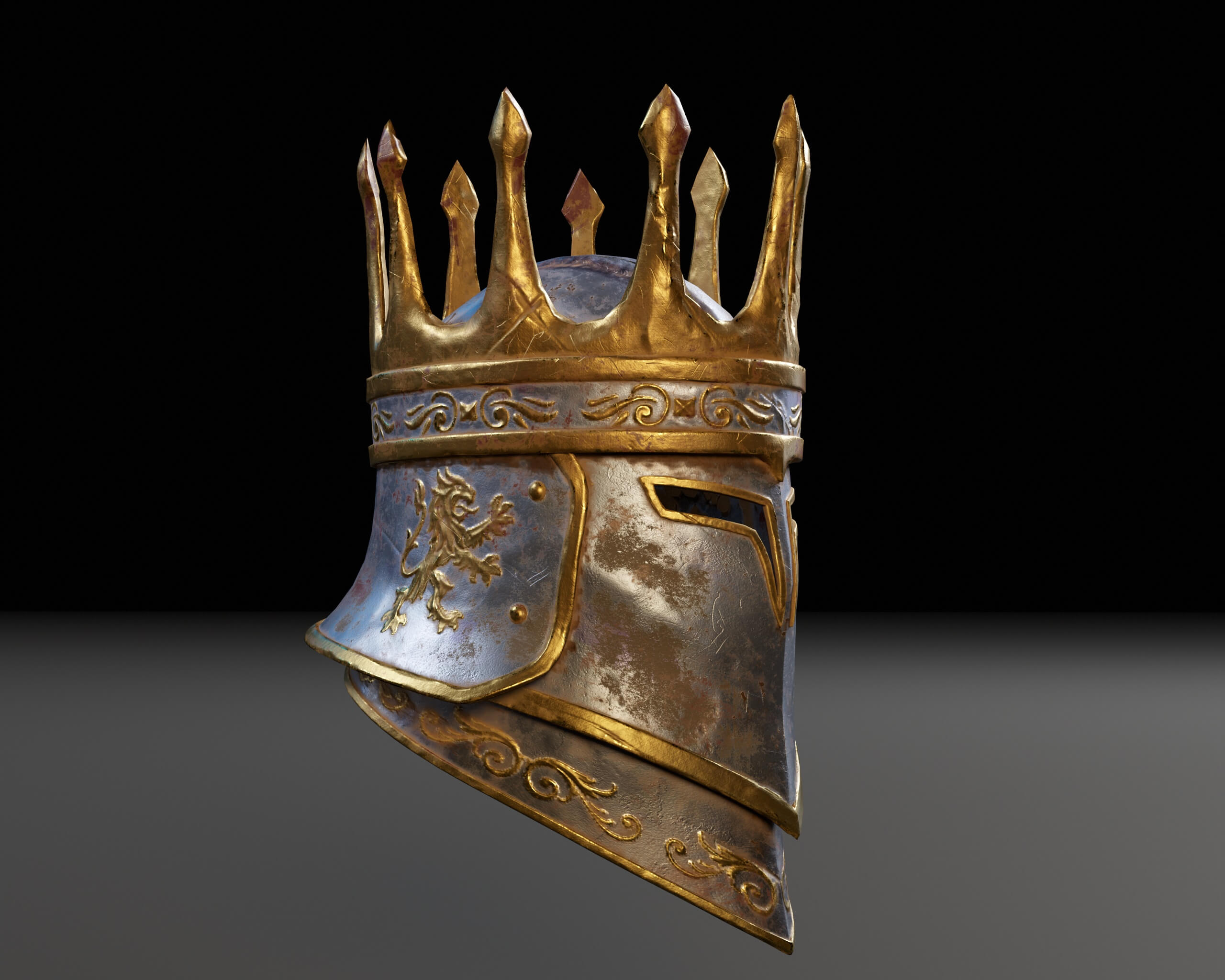 Medieval Silver Knight Helmet - 3D Model by clockworkcreations