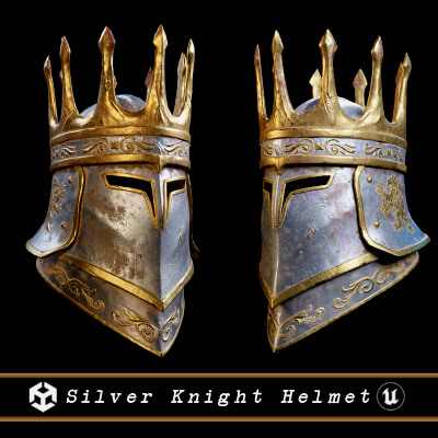 Medieval Silver Knight Helmet - 3D Model by clockworkcreations