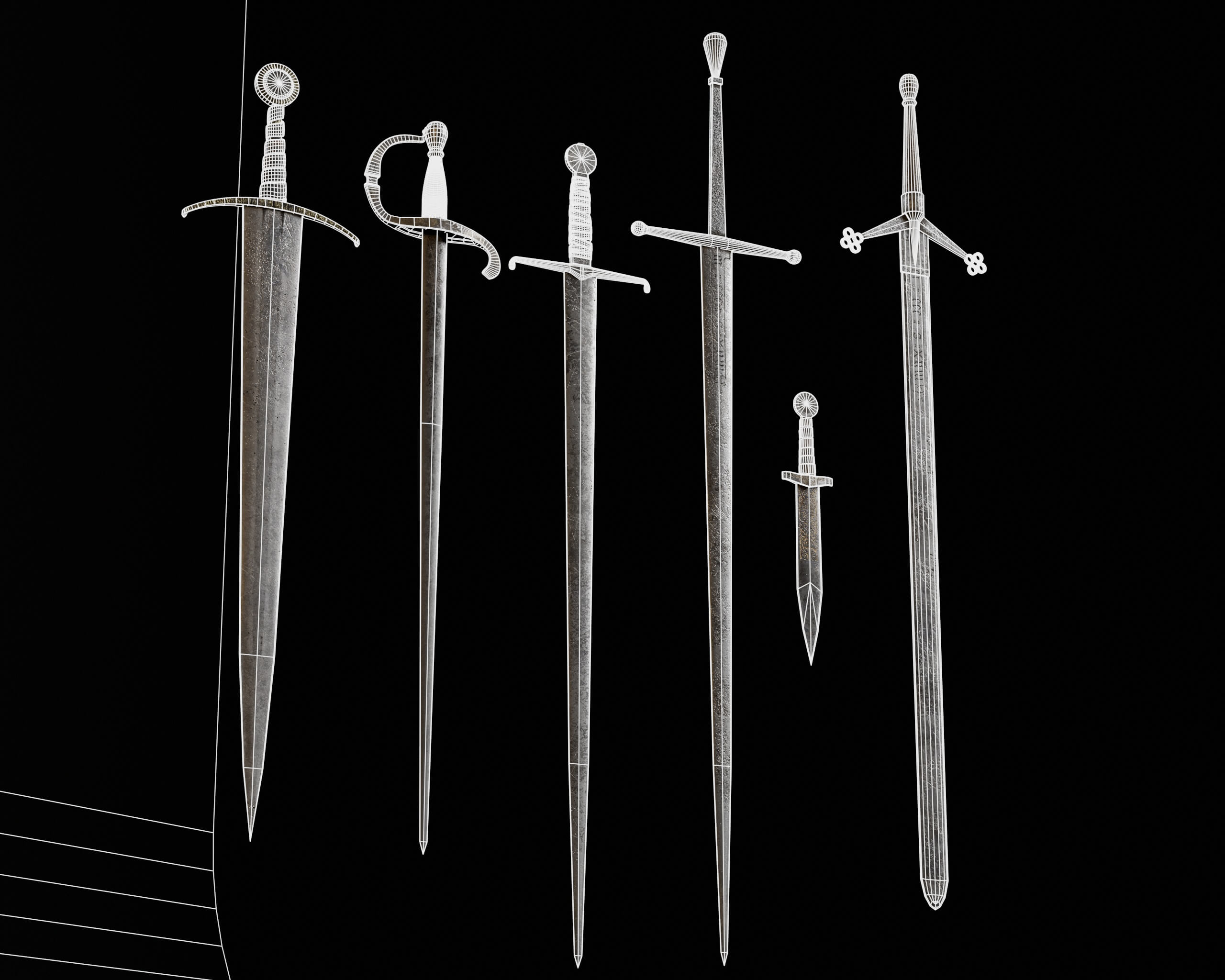 Medieval Swords Set - 3D Model by clockworkcreations