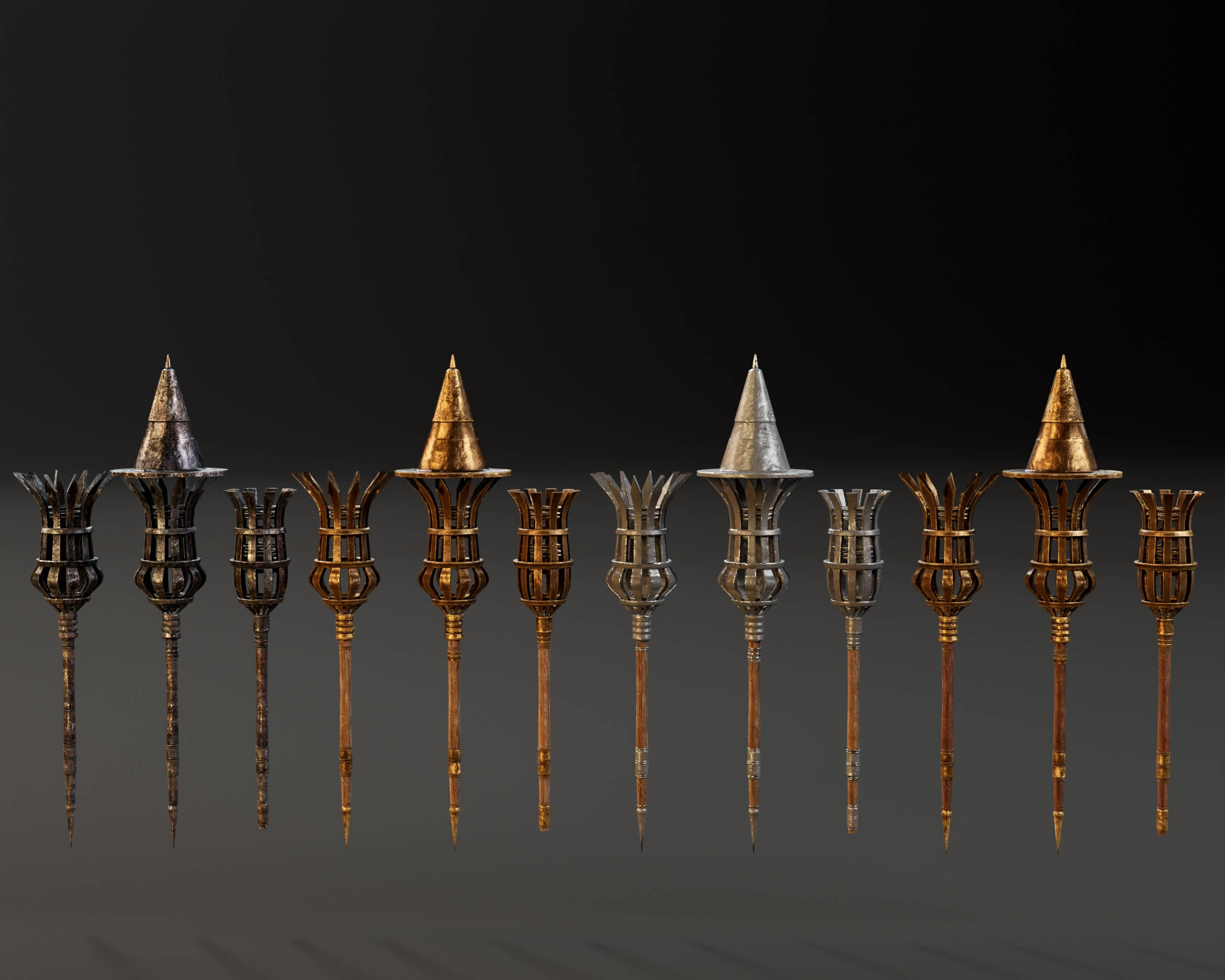 Medieval Torches Set - 3D Model by clockworkcreations