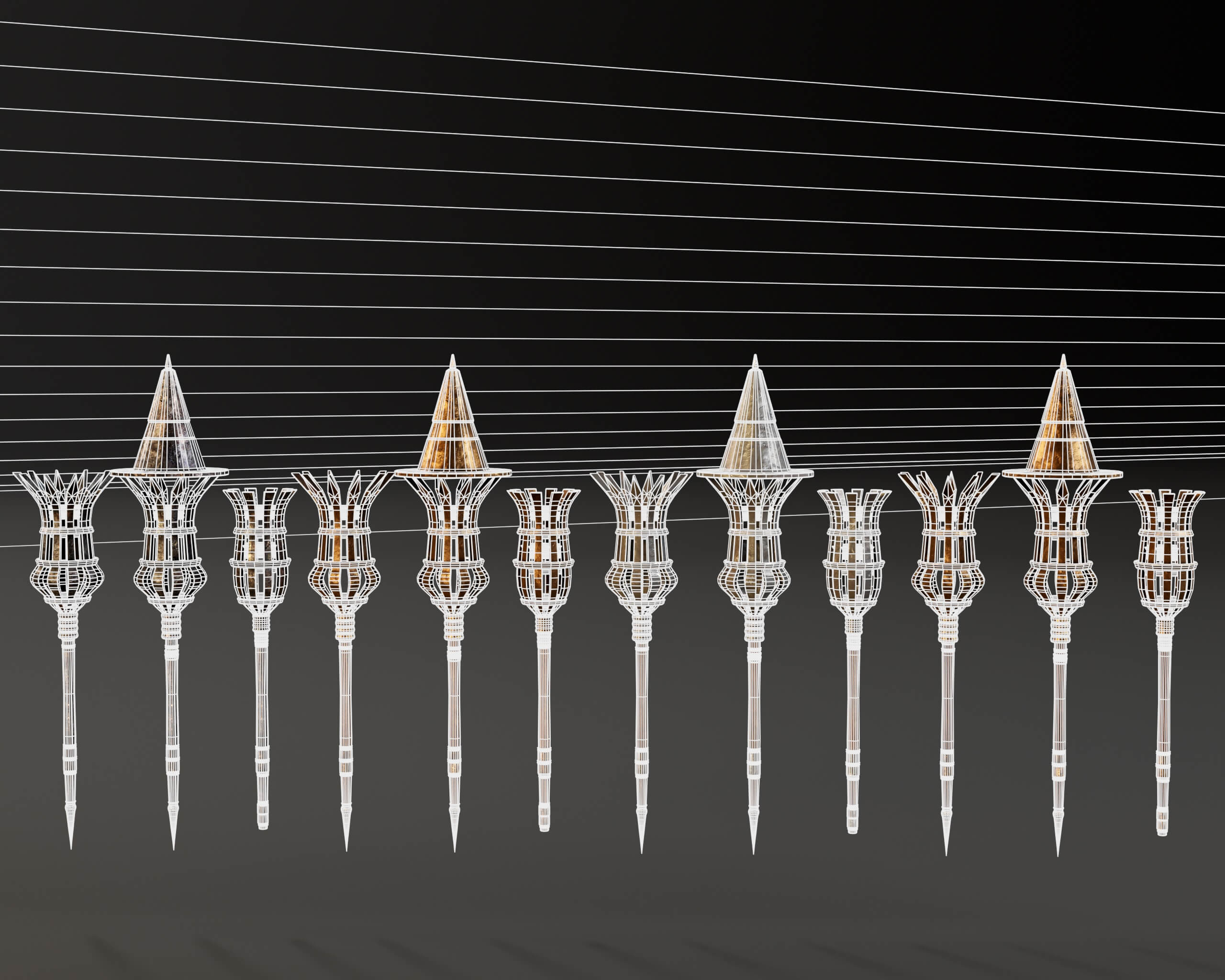 Medieval Torches Set - 3D Model by clockworkcreations