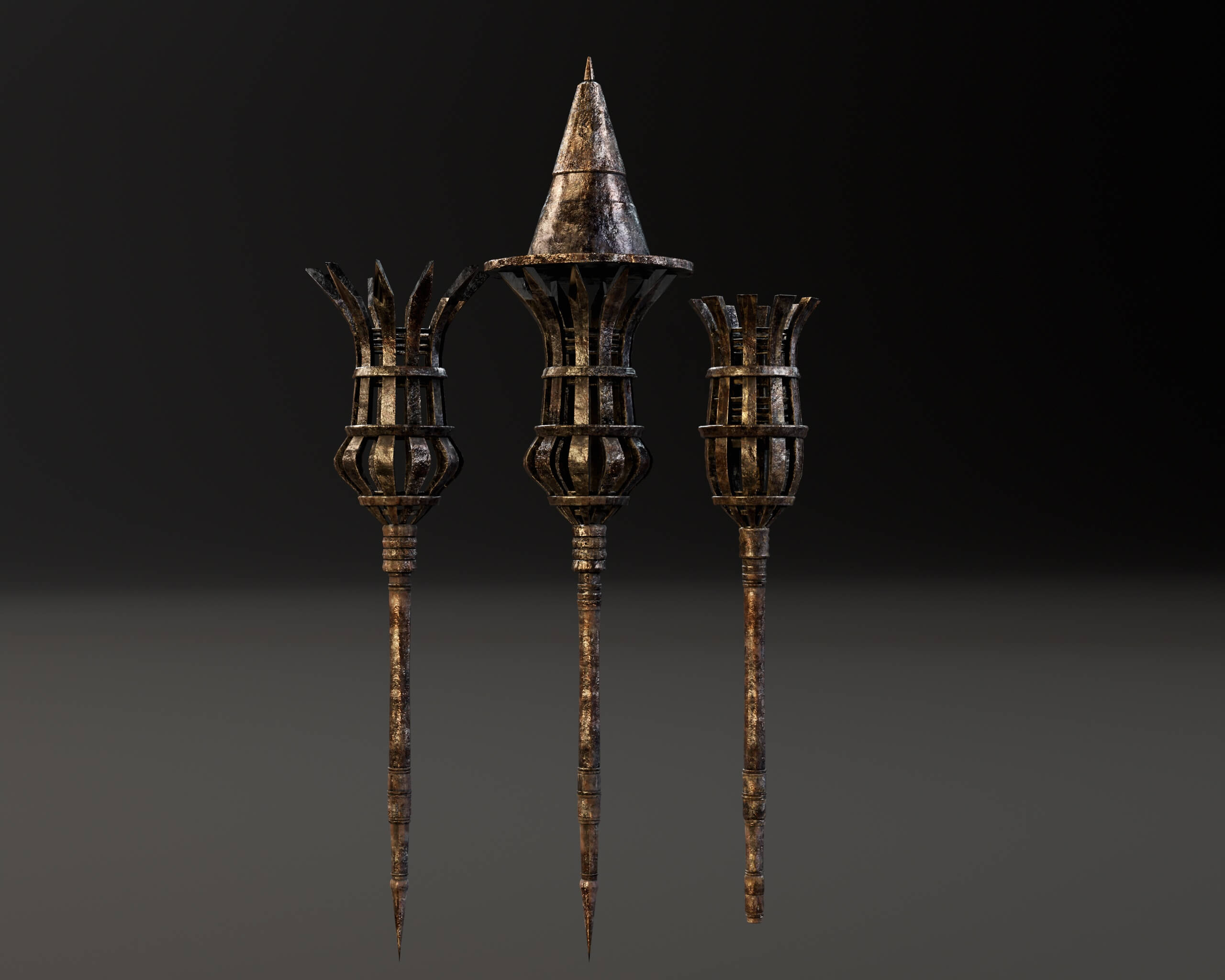 Medieval Torches Set - 3D Model by clockworkcreations