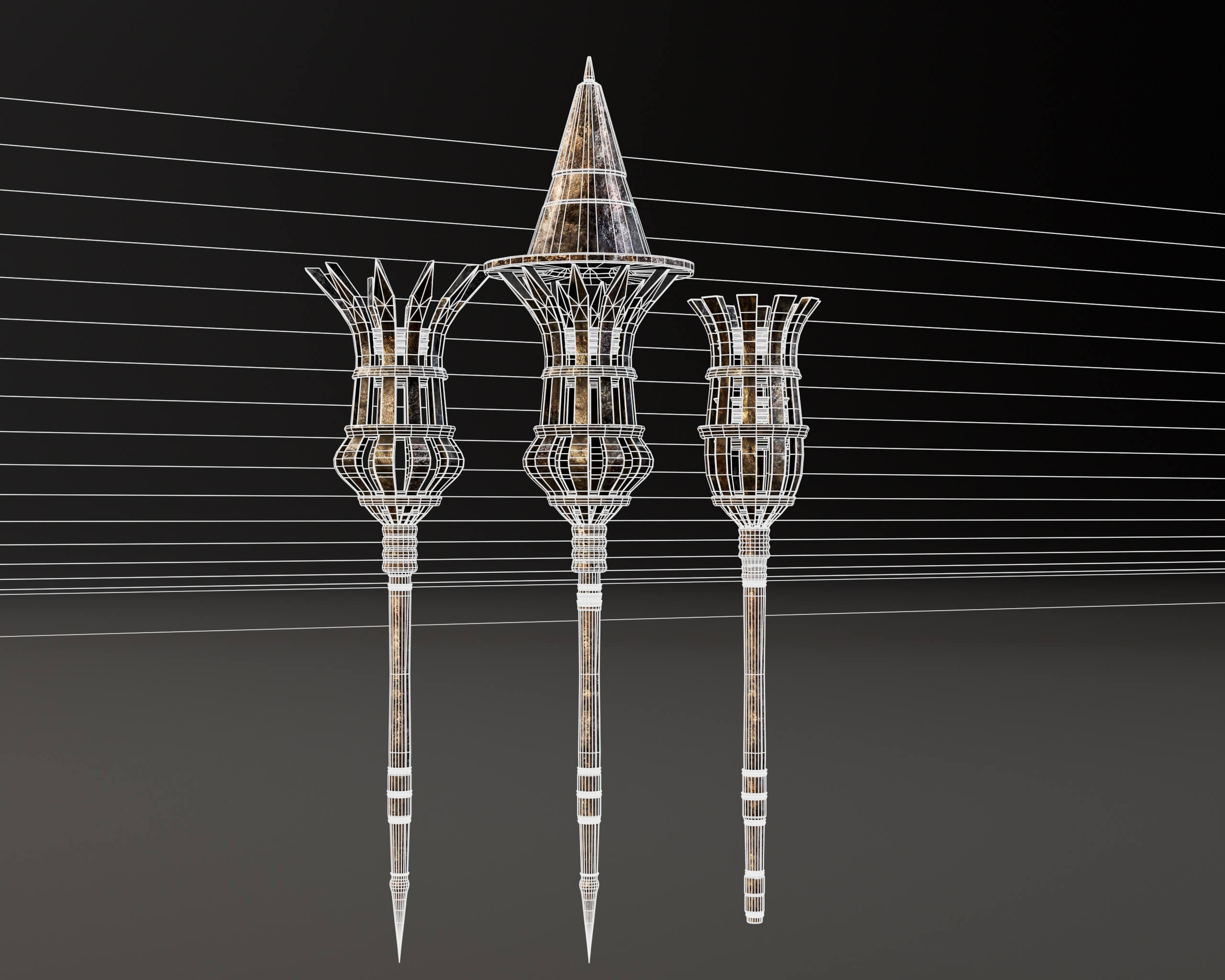 Medieval Torches Set - 3D Model by clockworkcreations